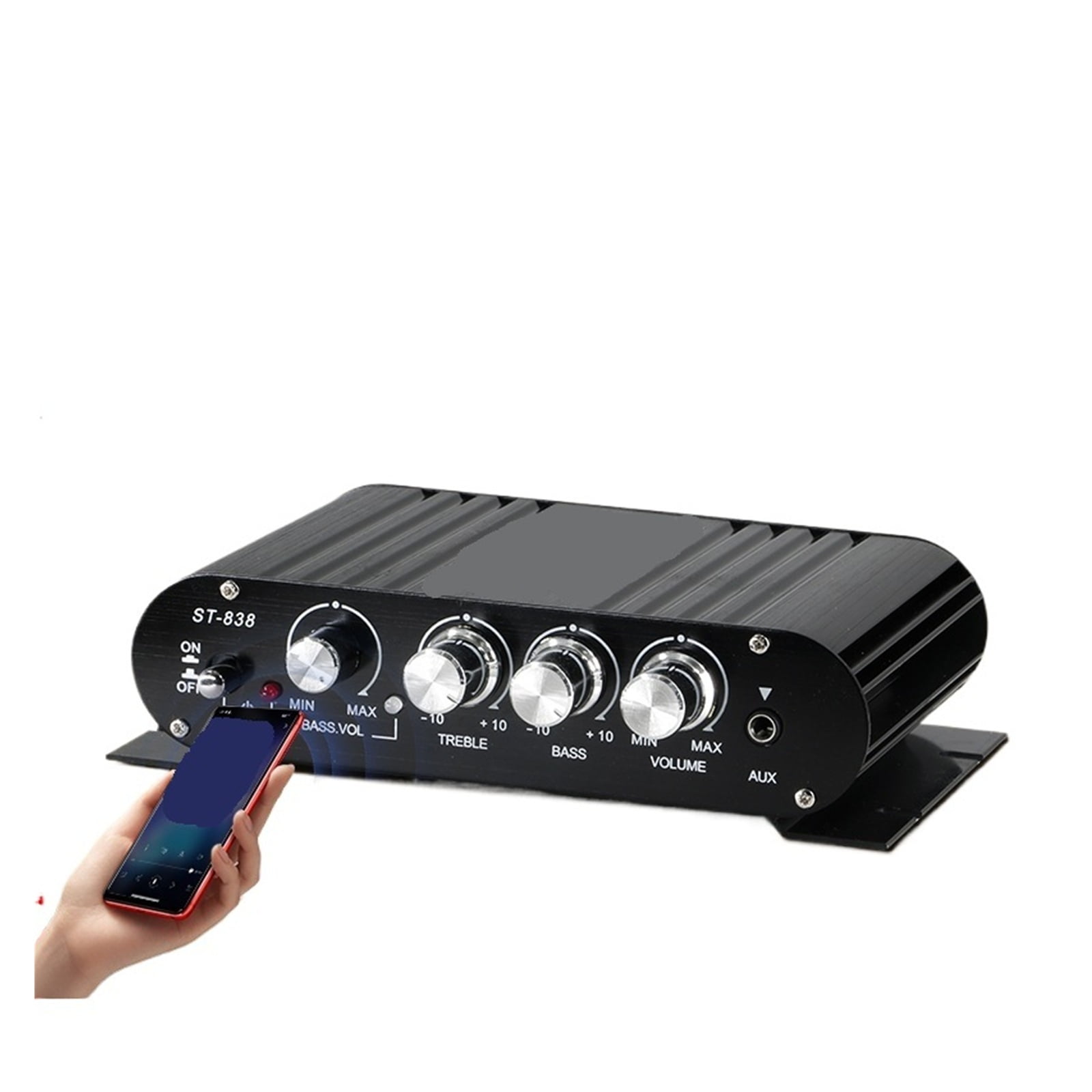 ST-838 HiFi 2.1 Channel Power Amplifier, 20Wx2 Subwoofer Amplifier Sound Amp Bass Treble ...