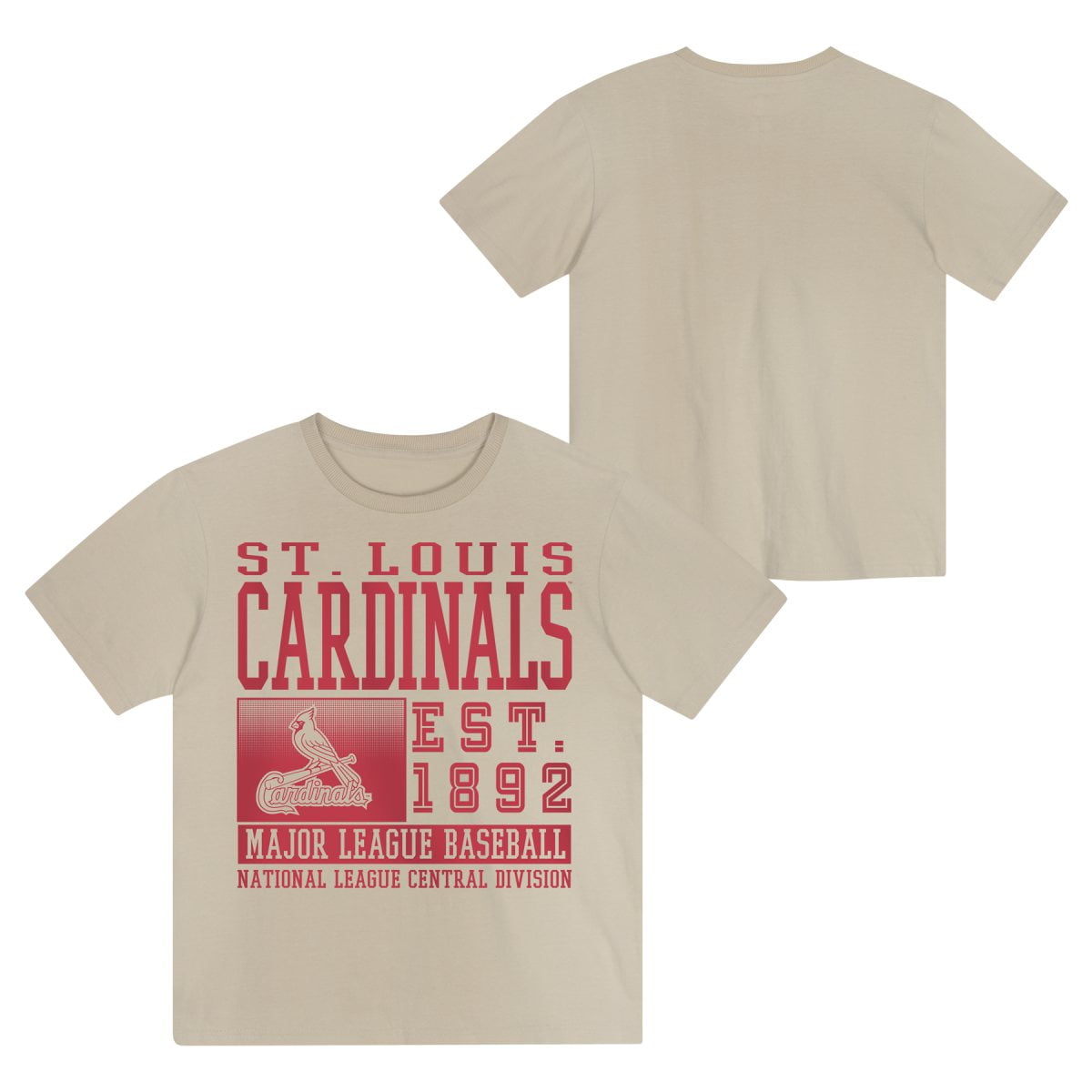 ST LOUIS CARDINALS Boys Cream Color Cotton Faded Short Sleeve Tee ...