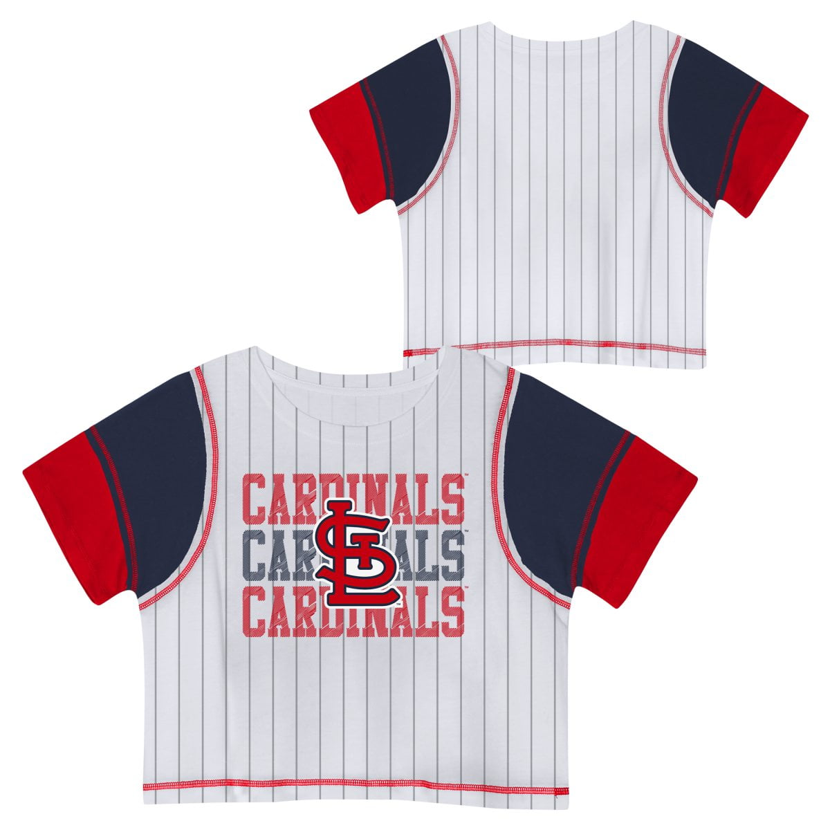 ST LOUIS CARDINALS Girls White Color Cotton Pinstripe Half Sleeve ...