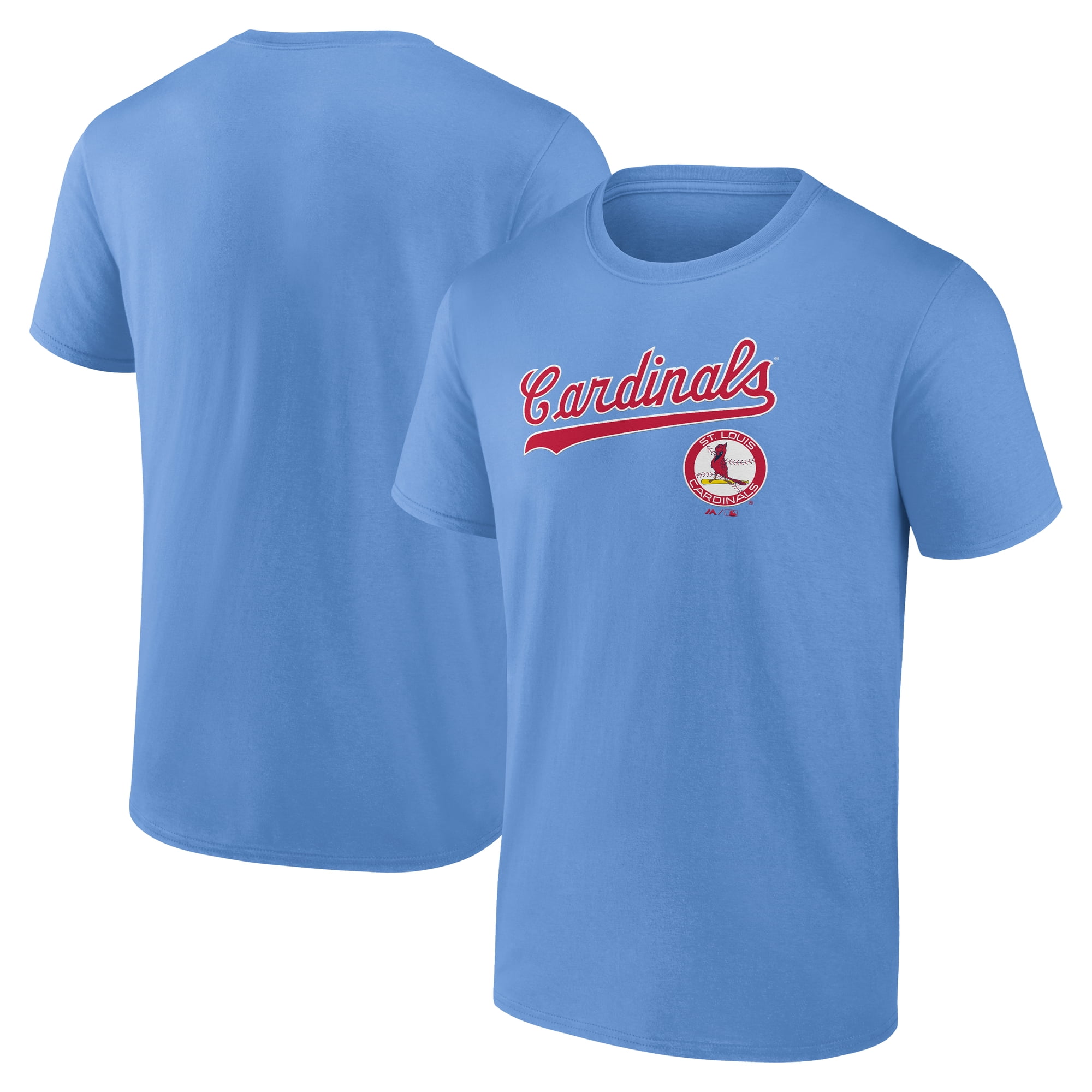 St. Louis Cardinals Men's Light Blue Bigger Series Sweep Cotton T-Shirt ...