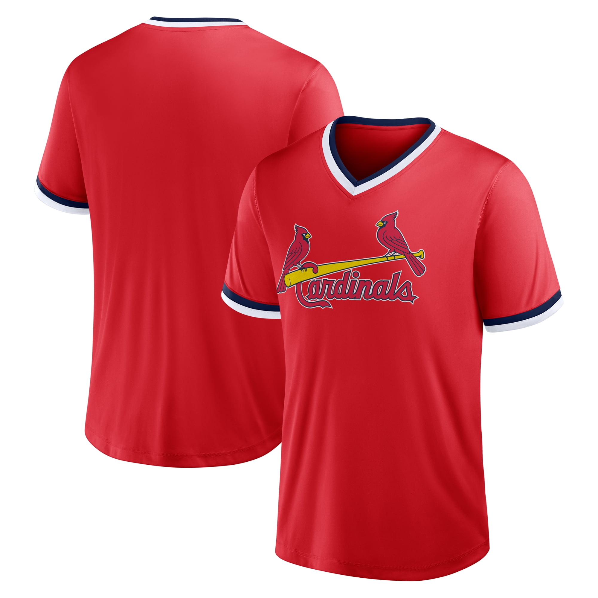 St. Louis Cardinals Men’s Red Race Ahead Poly V-Neck Fashion Top, Up to ...