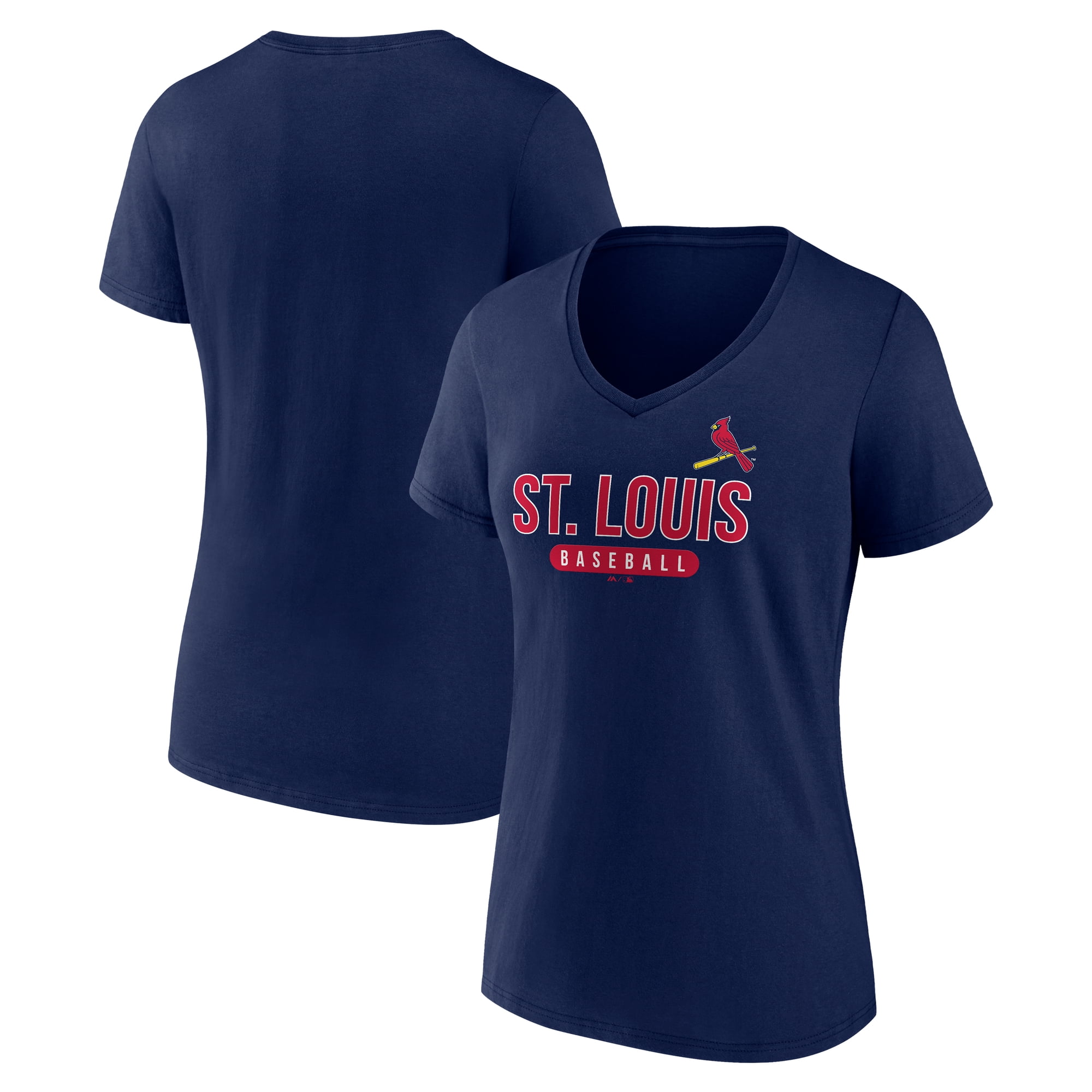 St. Louis Cardinals Women's Navy Light Speed Cotton V-Neck T-Shirt, Up ...