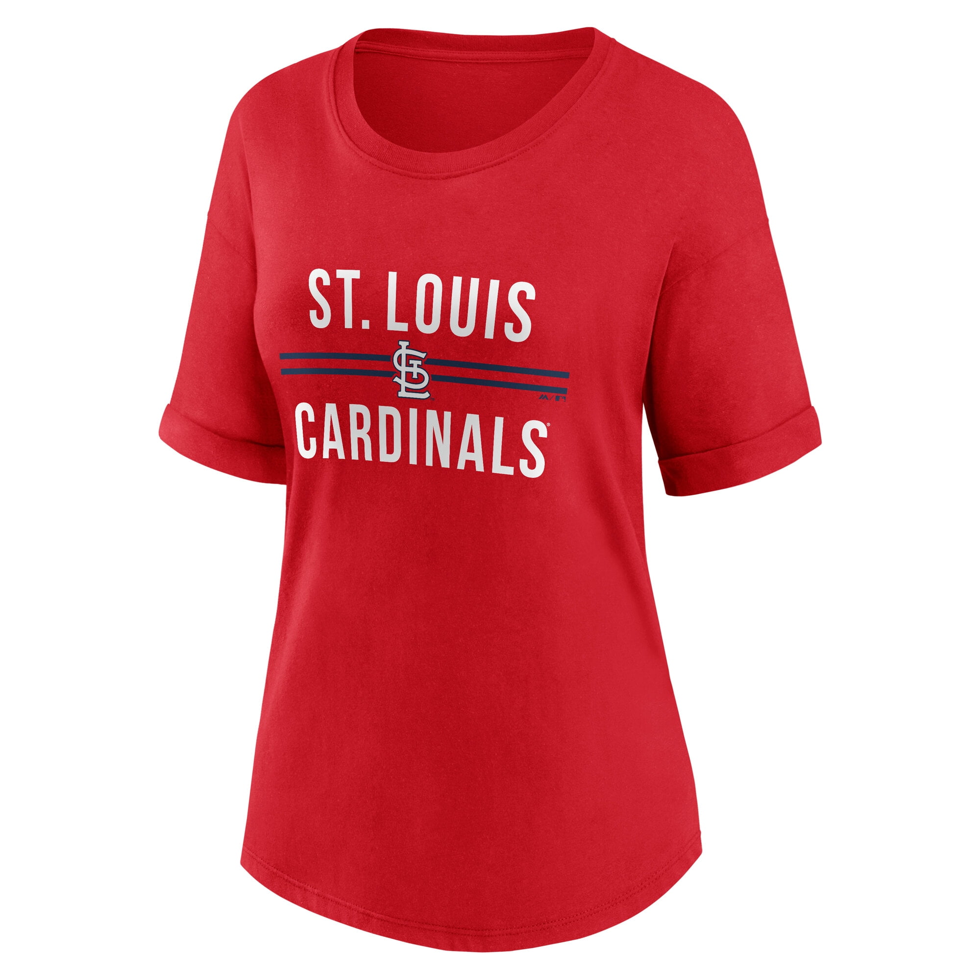 St. Louis Cardinals Women's Red Out Run Bi-Blend Rolled Cuff T-Shirt ...