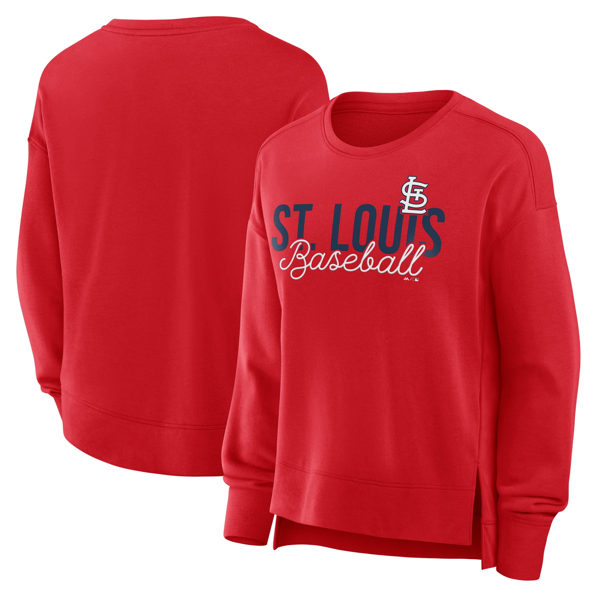 St. Louis Cardinals Women's Red Go For Gold Fleece Crew Neck Pullover ...