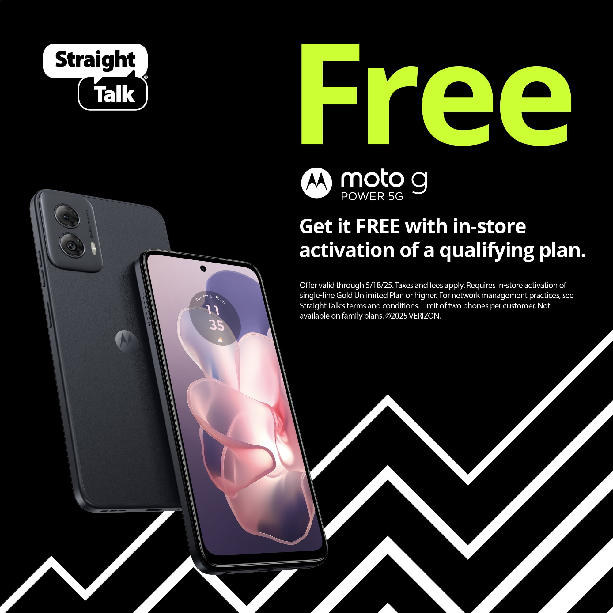 Straight Talk Moto G Power 5G 2024, 128GB, Black - Prepaid Smartphone ...