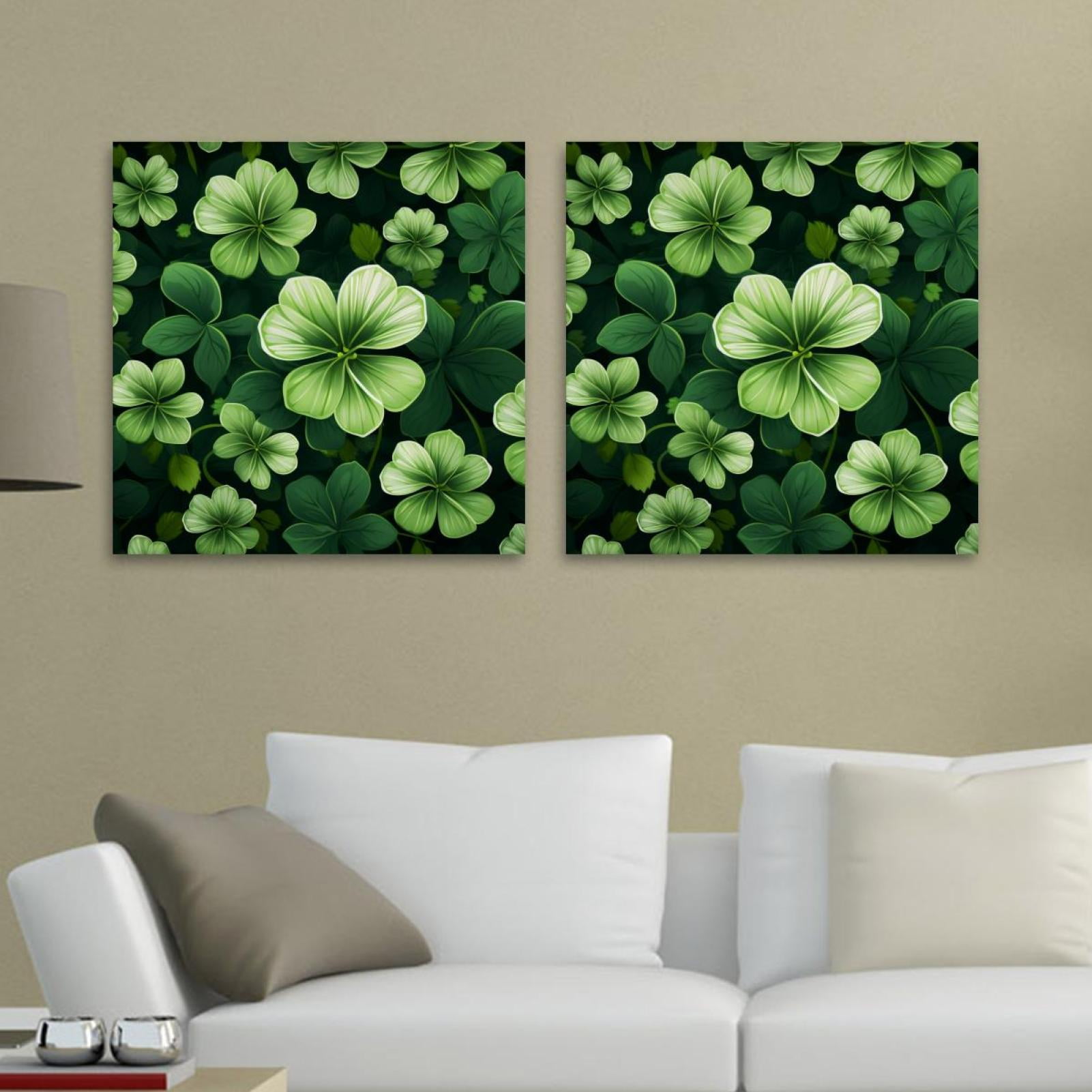 ST Patrick's Day Pattern 2PC Canvas Wall Art Paintings for Living Room ...