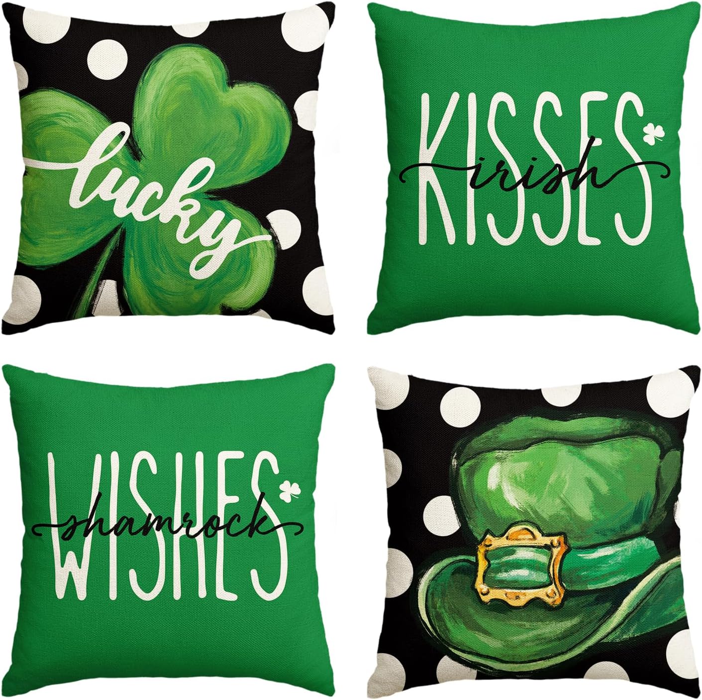 ST Patricks Day Polka Dots Lucky Clover Hat Irish Kisses Shamrocks ...