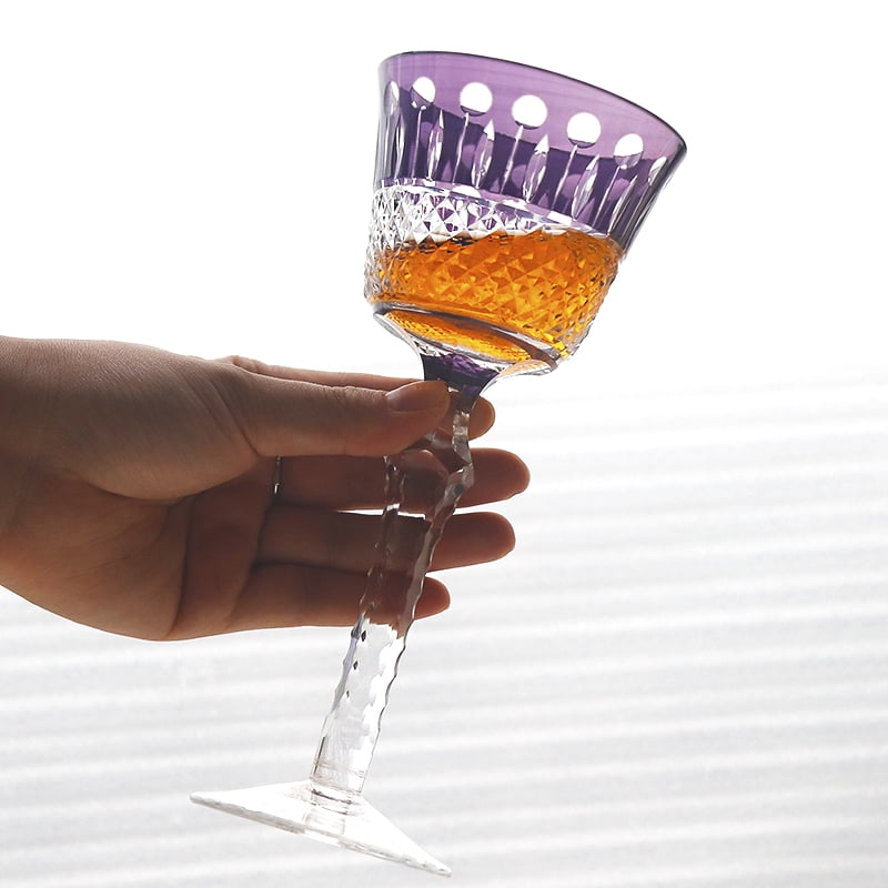 ST. Purple Wedding Water Wine Goblet Hand Cut Crystal Glasses Stemware ...