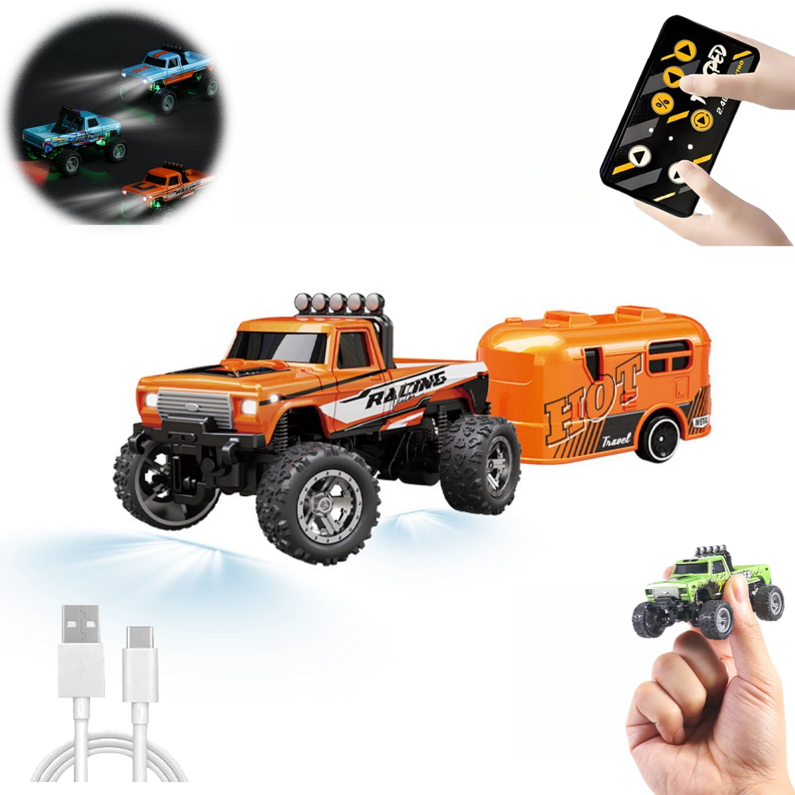 ST SoleMe.Tc Mini RC Truck with Trailer, Mini Rc Monster Truck, 1/64 ...