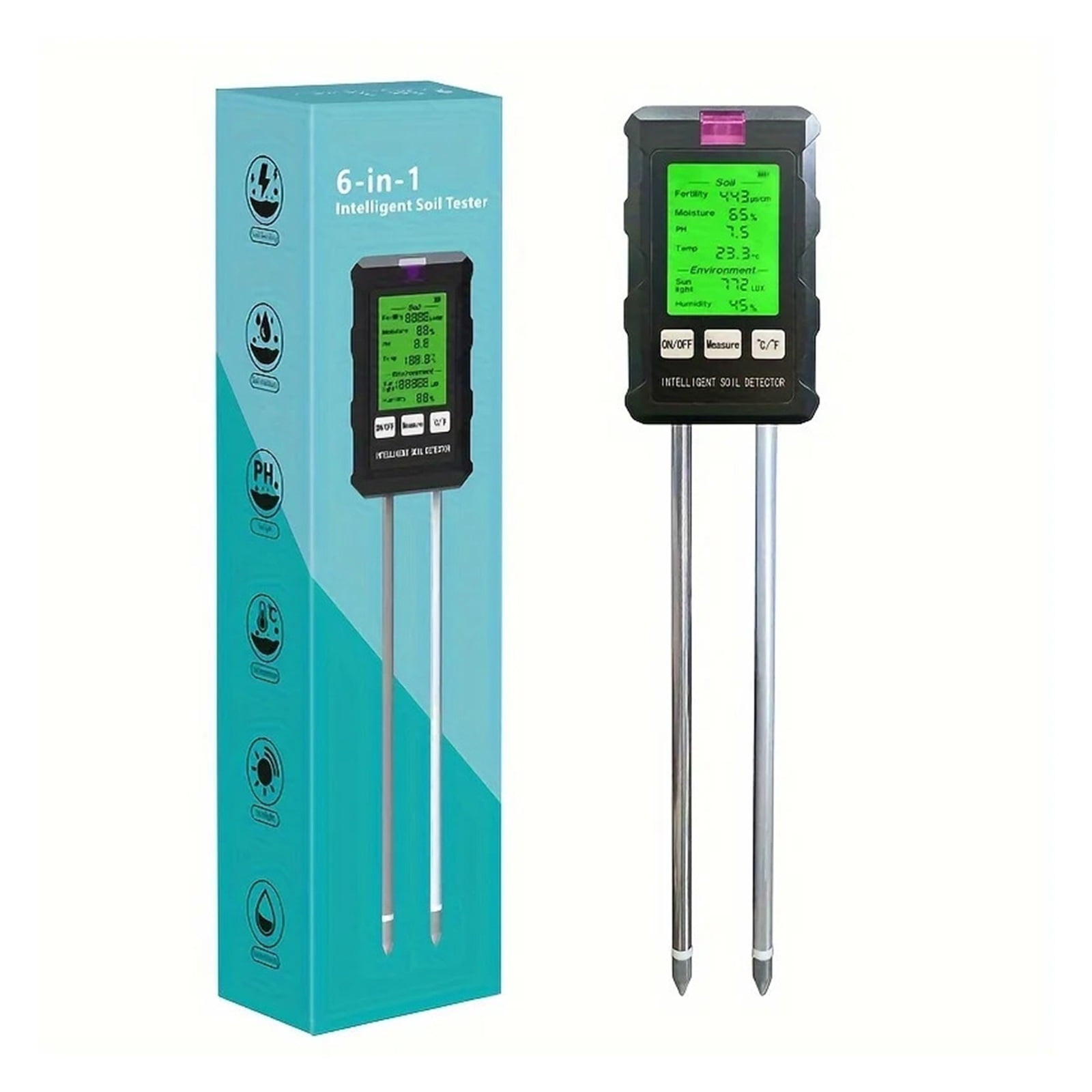 ST03 6-in-1 Soil Tester, Soil Moisture Meter, Fertile Soil Temperature ...