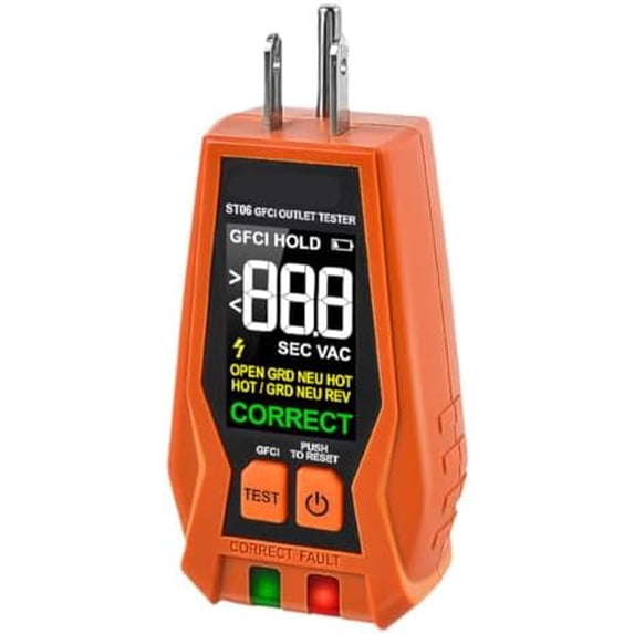 ST06 Outlet Tester, GFCI Tester, Standard 3-Wire 120V AC Tester ...