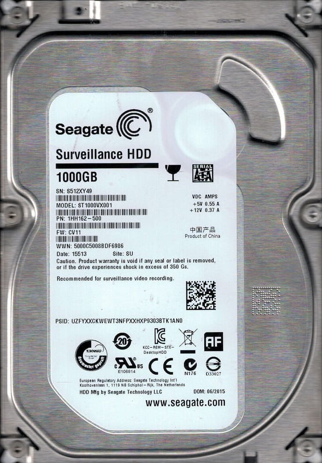 ST1000VX001 P/N: 1HH162-500 F/W: CV11 SU S51 Seagate 1TB - Walmart.com