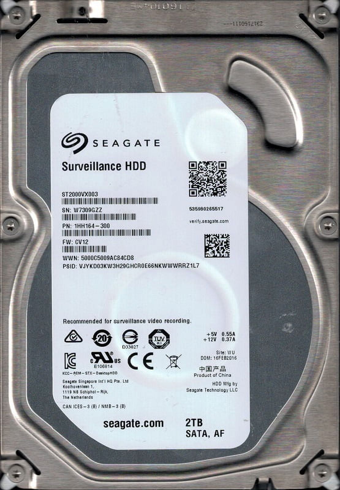 ST2000VX003 P/N: 1HH164-300 F/W: CV12 WU W73 Seagate 2TB - Walmart.com