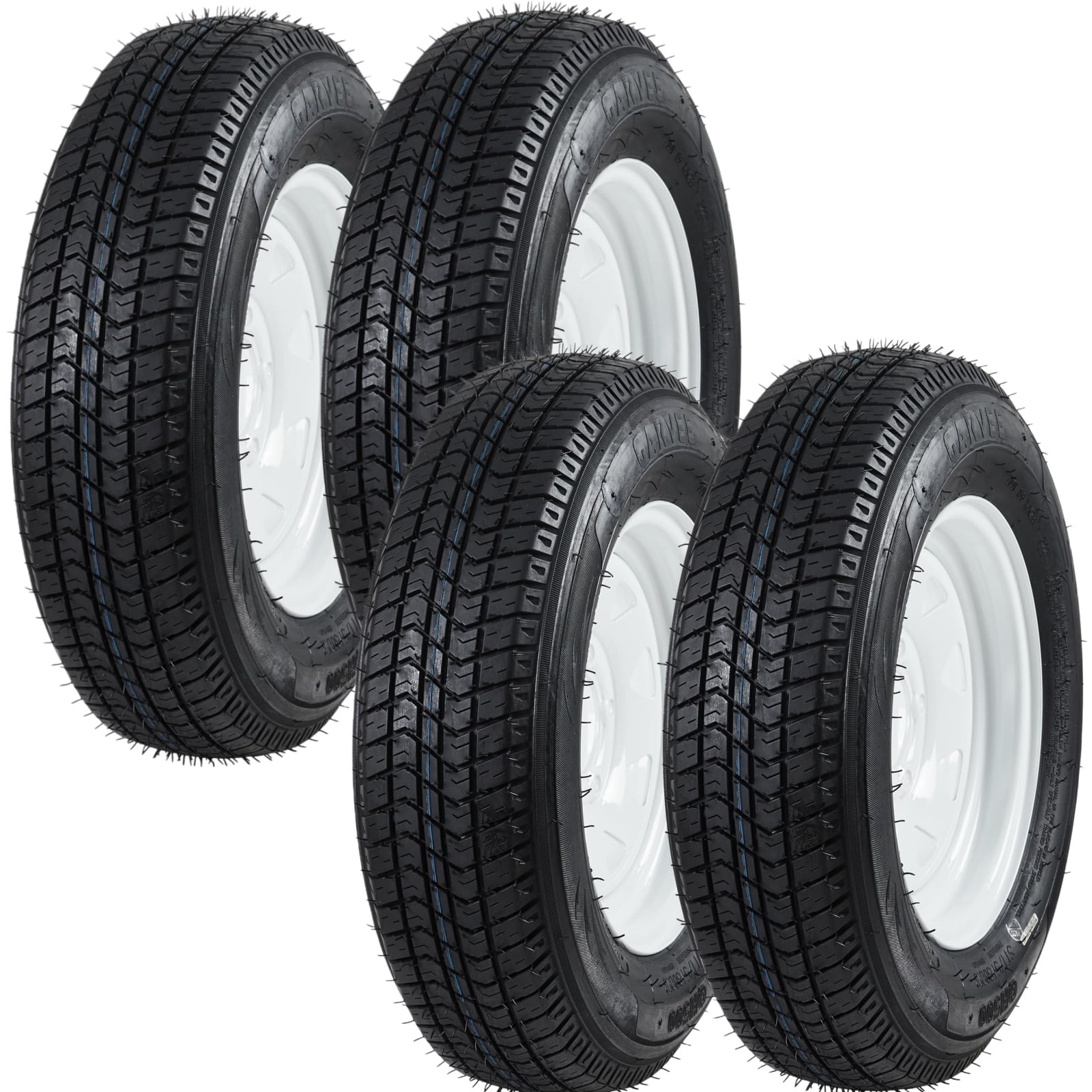 ST205/75D14 Trailer Tire & Wheel Assembly Set of 4, 5-Lug White Rim 14 ...