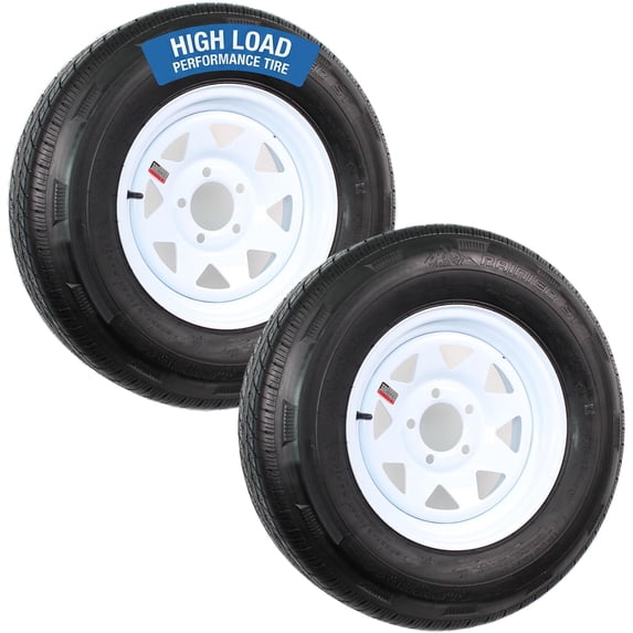 ST205/75R14 14 Inch Pre-Mounted Trailer Tire Rim Set Load Range D 5 Lug ...