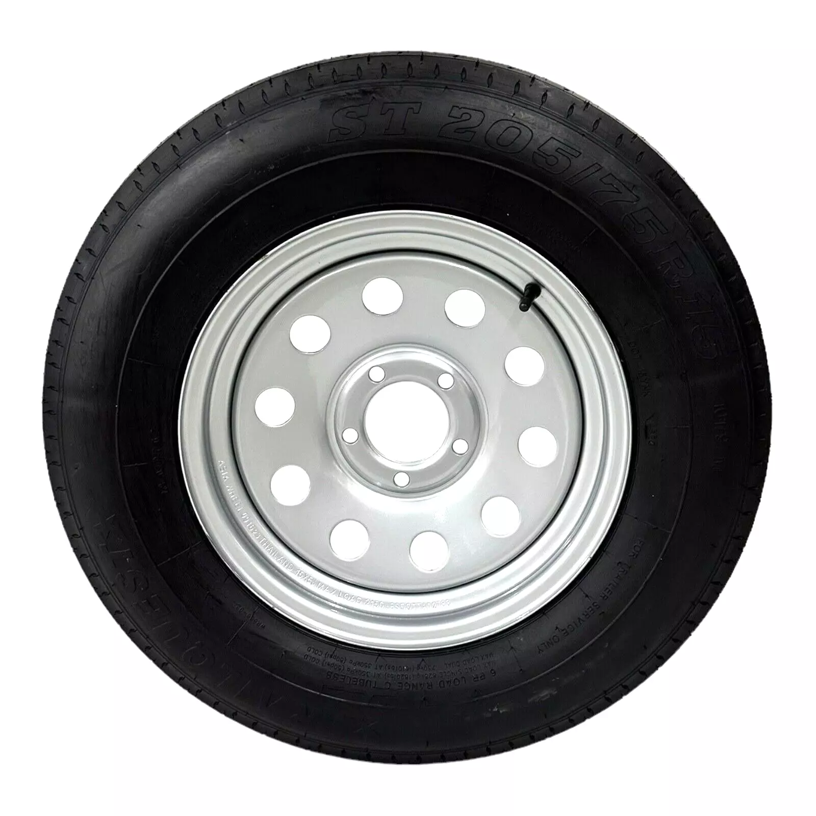 ST205/75R15 TRAILQUEST RADIAL TRAILER TIRE ON RIM, LOAD RANGE C 6 PLY ...