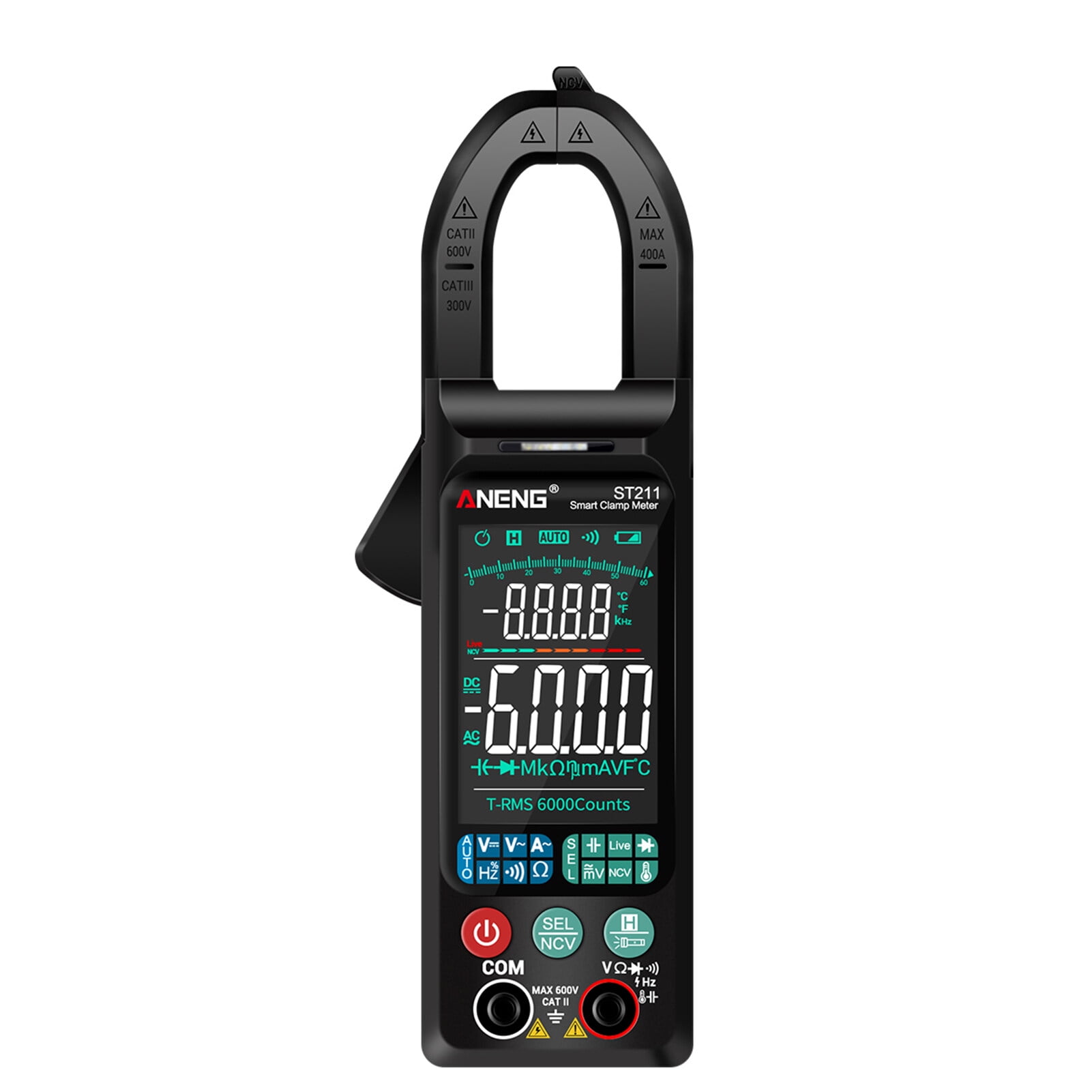 ST211 6000 Counts Digital AC Current Clamp Meter 400A Automatic Range ...