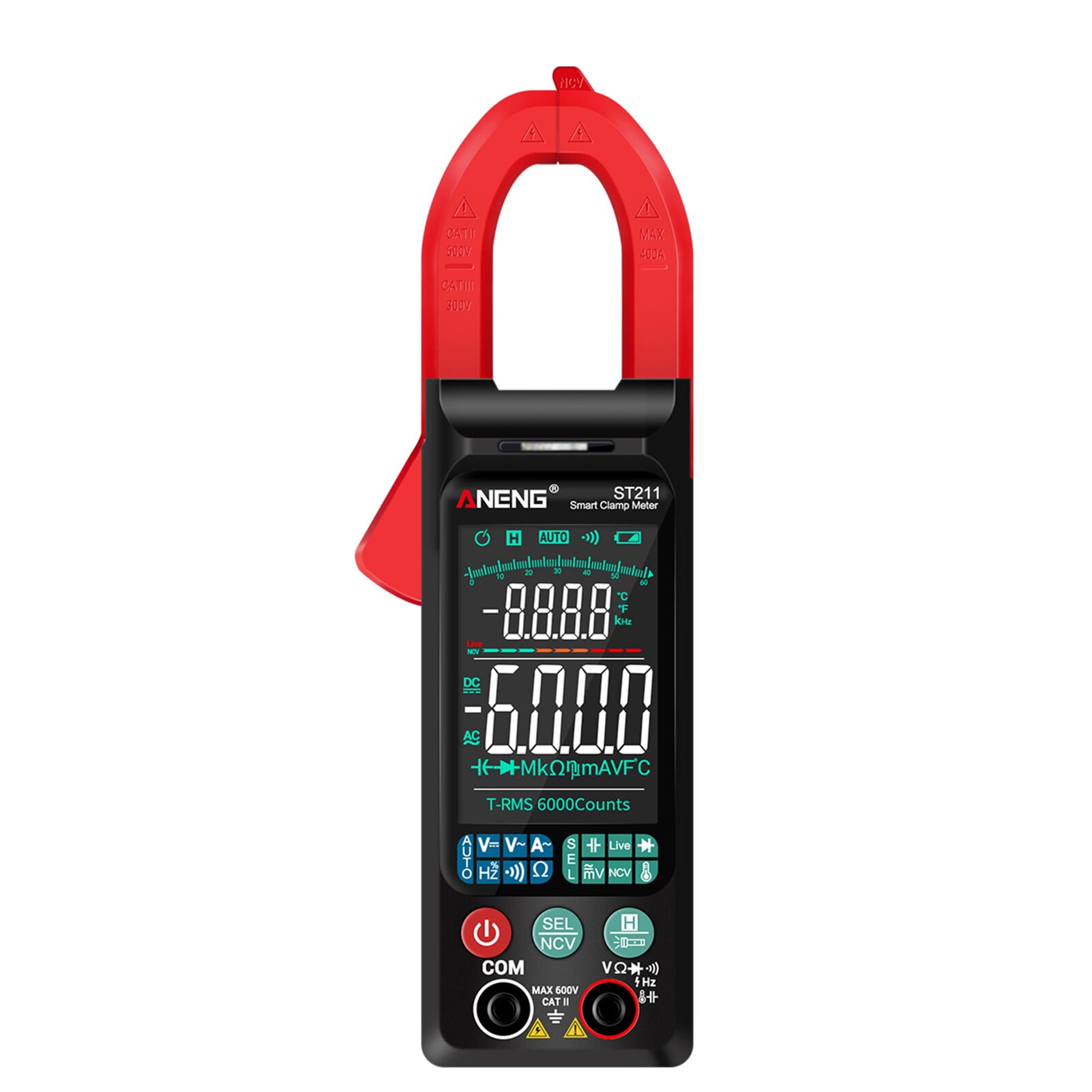 ST211 6000 Counts Digital AC Current Clamp Meter 400A Automatic Range ...