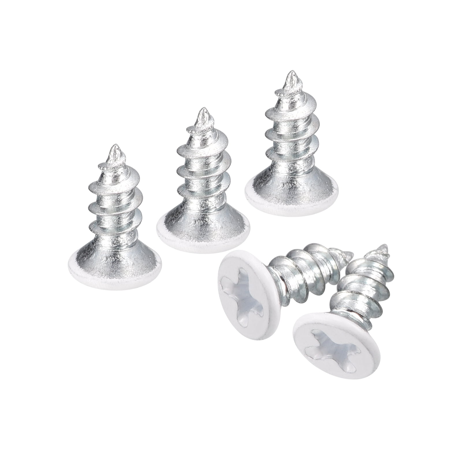 ST4x10mm White Screws Self Tapping Screws, 100 Pack Flat Head Phillips ...