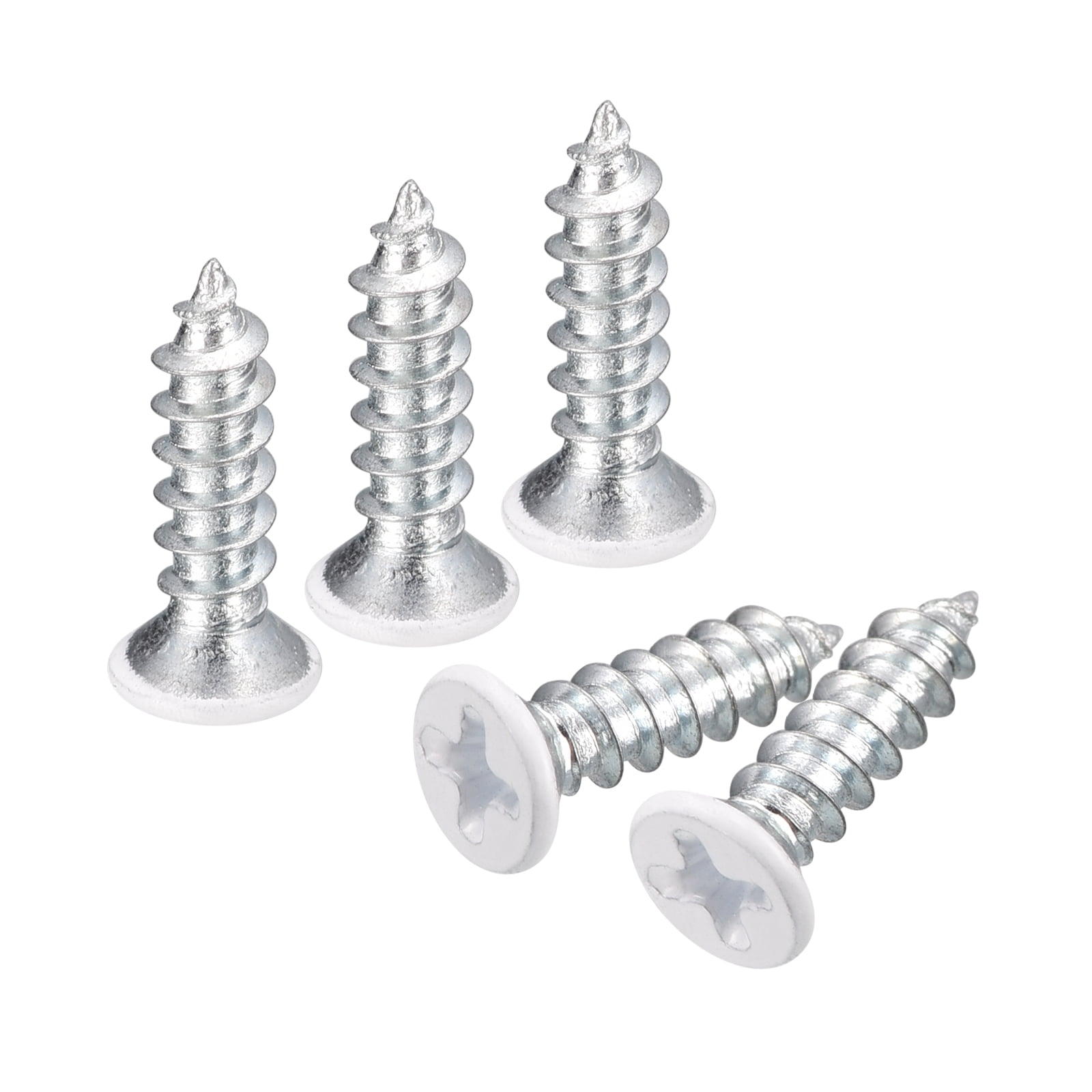 ST4x15mm White Screws Self Tapping Screws, 100 Pack Flat Head Phillips ...