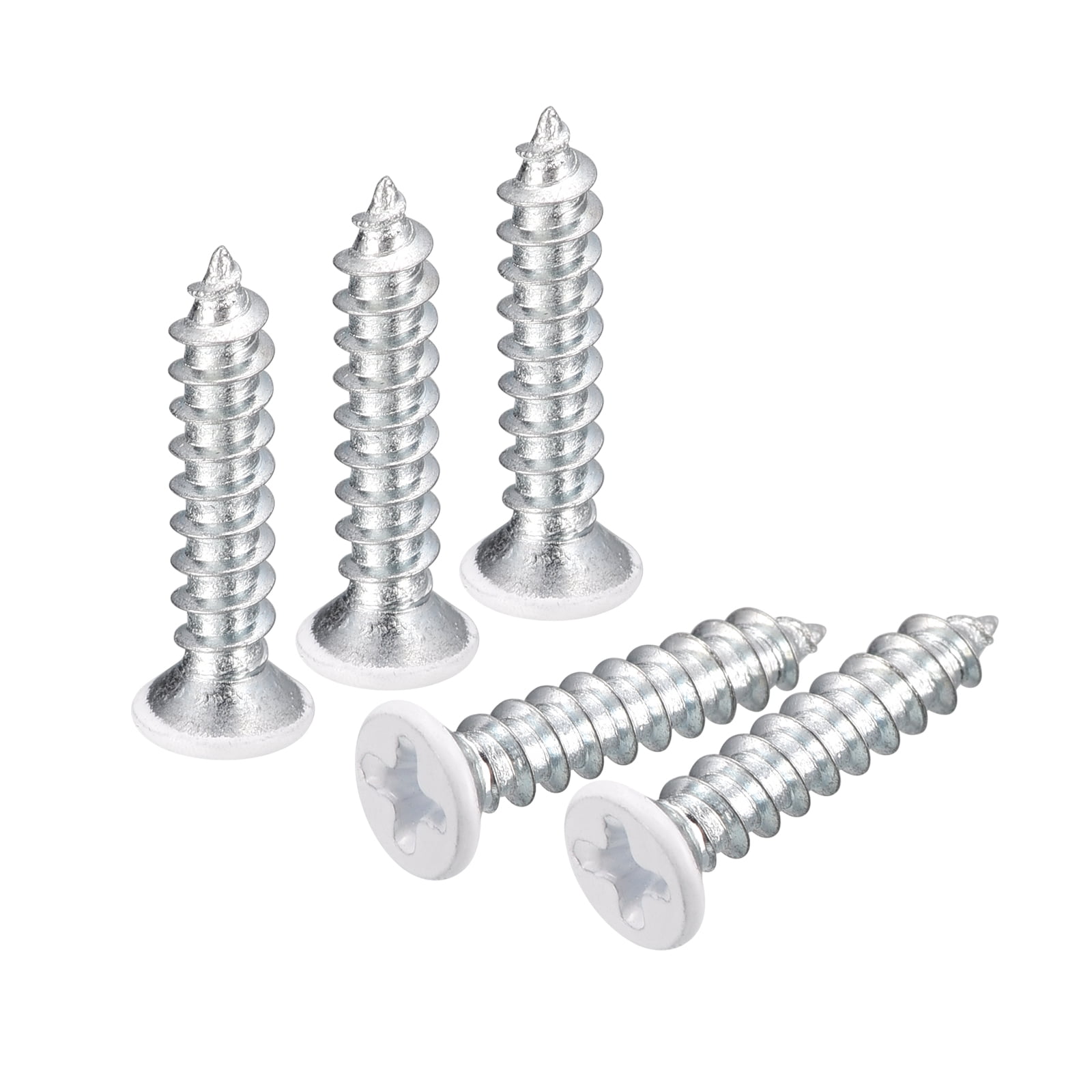 ST4x18mm White Screws Self Tapping Screws, 100 Pack Flat Head Phillips ...