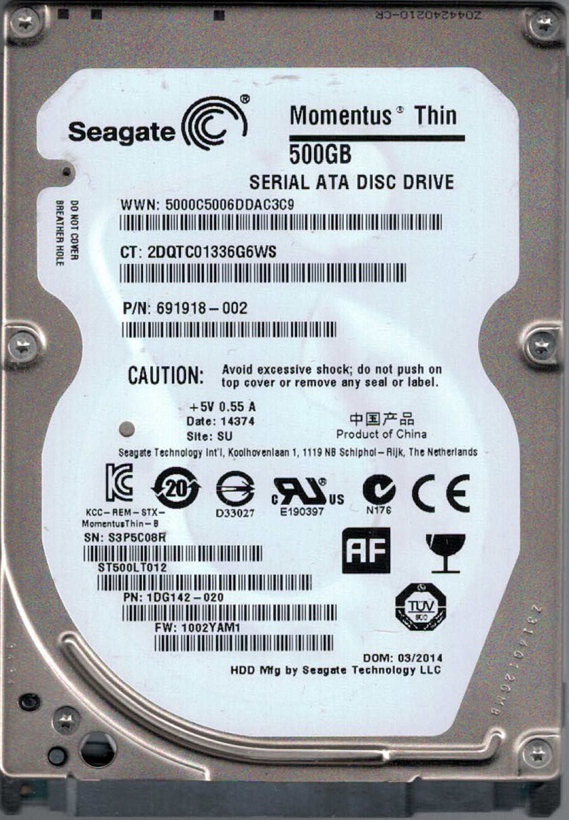 ST500LT012 P/N: 1DG142-020 F/W: 1002YAM1 SU S3P Seagate 500GB - Walmart.com