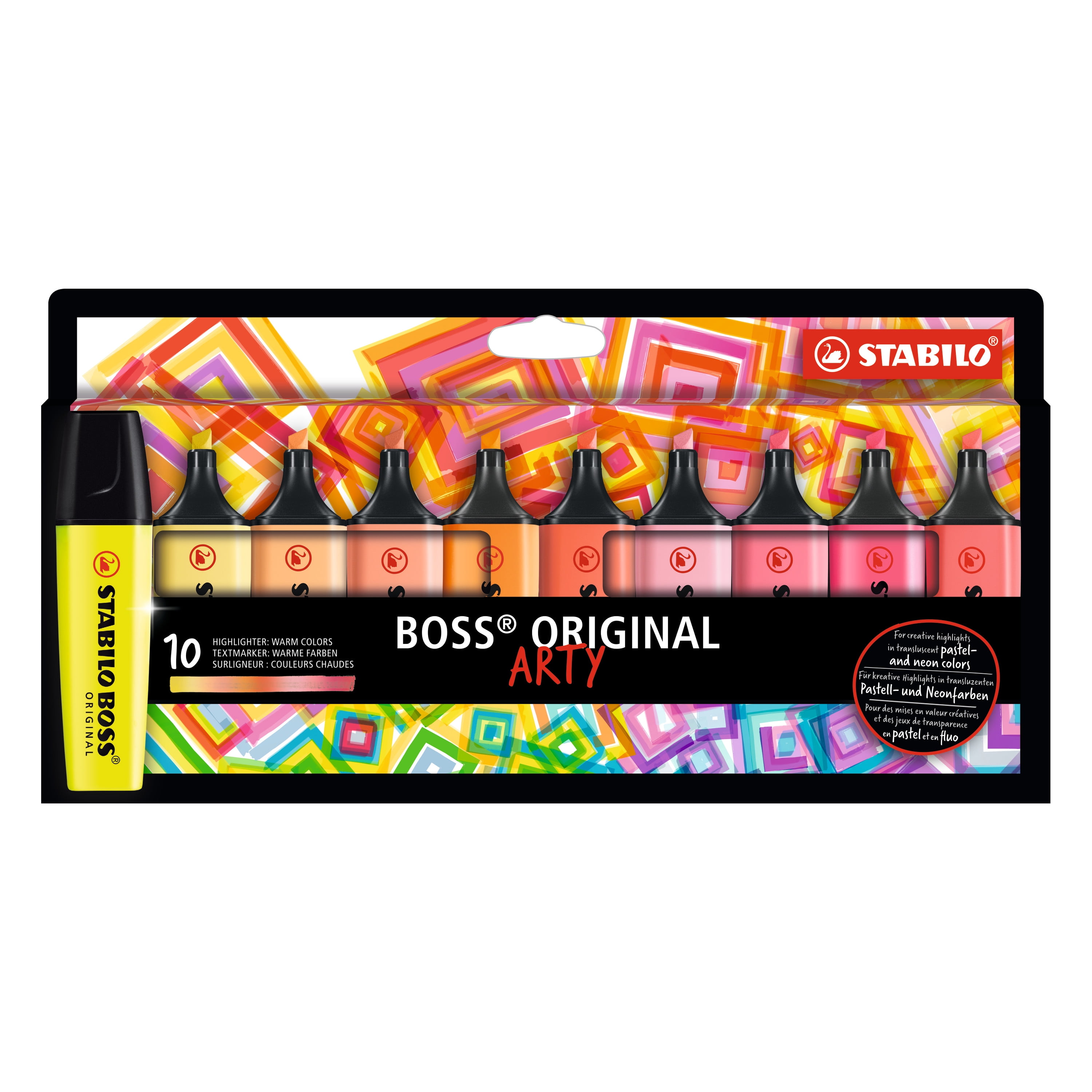 STABILO BOSS ORIGINAL Highlighters Set, 10-Piece ARTY Warm Colors Set ...
