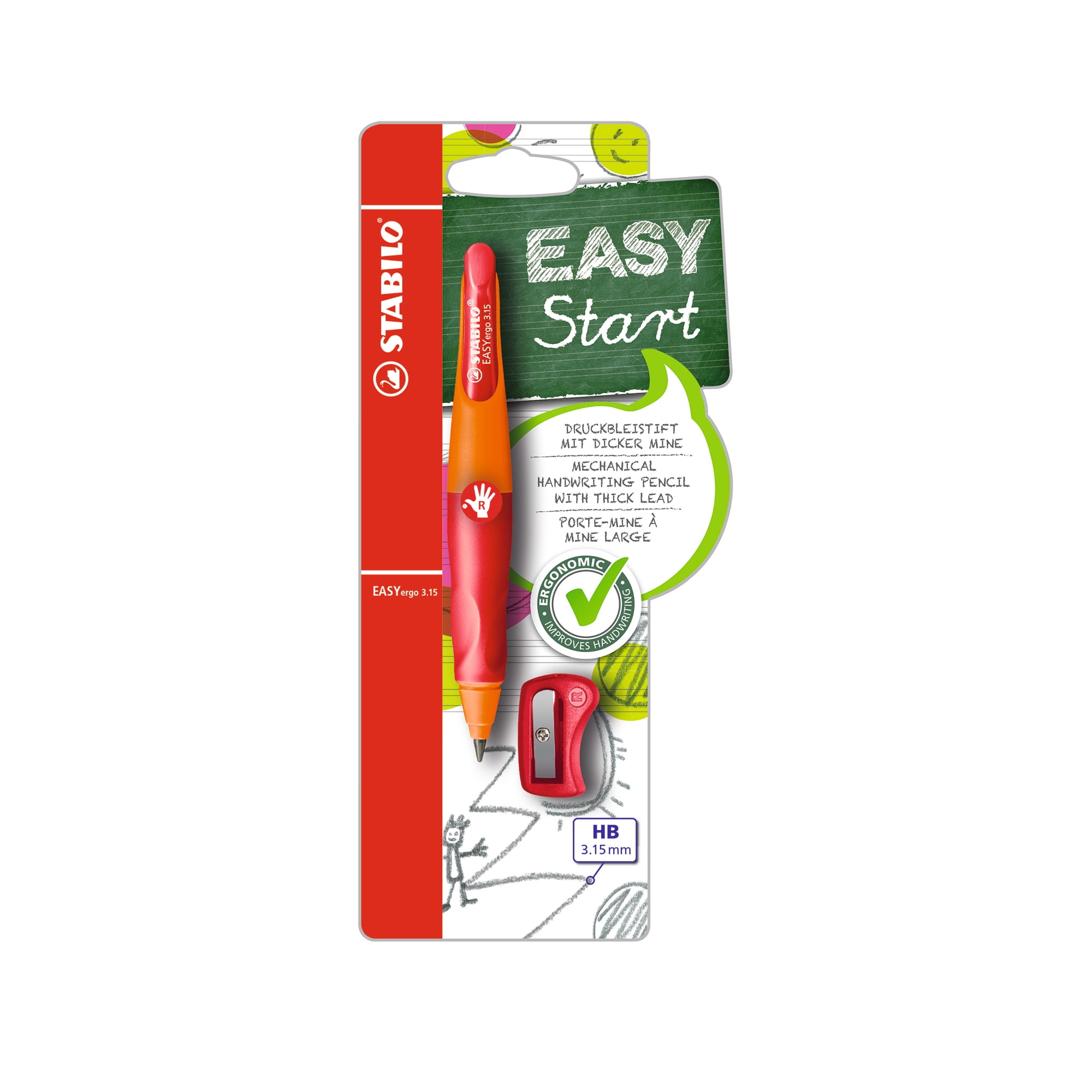 STABILO EASYergo Mechanical Pencil, Right-Handed Orange/Red - Walmart.com