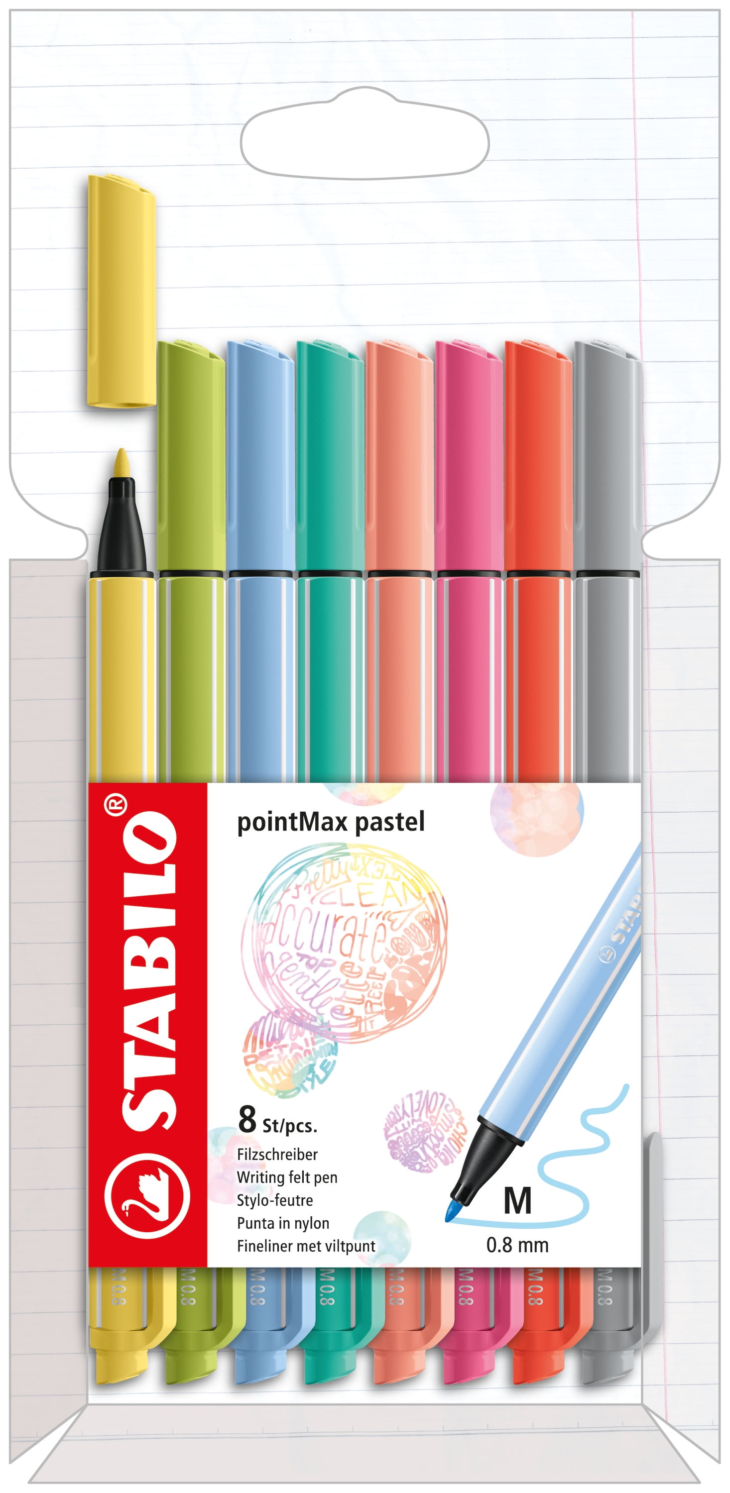 STABILO pointMax Pens, Wallet Set of 8, Pastel Colors - Walmart.com
