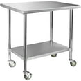 STABLEINK NSF Stainless Steel Table with Caster Wheels, 30 x 18 Inches ...