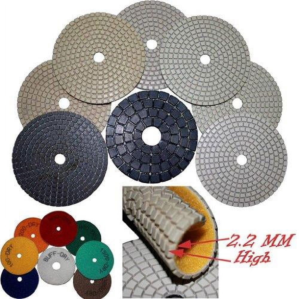 STADEA 4" Diamond Polishing Pads Dry 7 Pcs Set For Granite Concrete ...