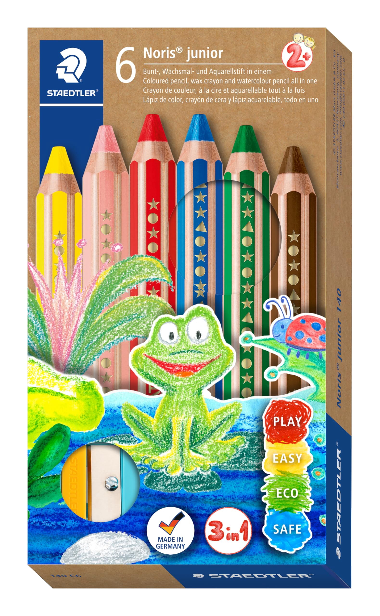 STAEDTLER 140 C6 Noris Junior 3-in-1 Colouring Pencils for Toddlers ...