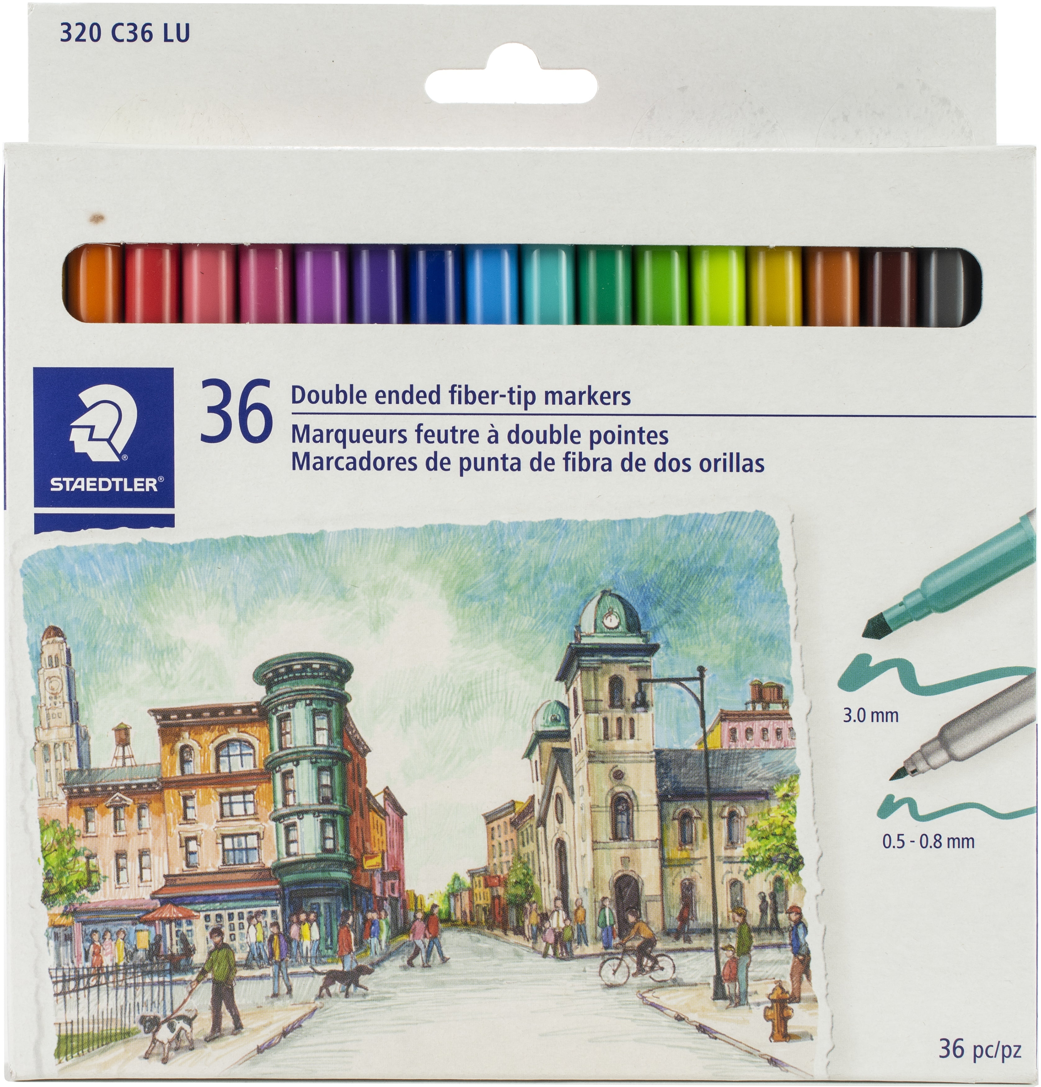 STAEDTLER Double Ended Markers, Fiber-Tip, Assorted Colors, 36 Count ...