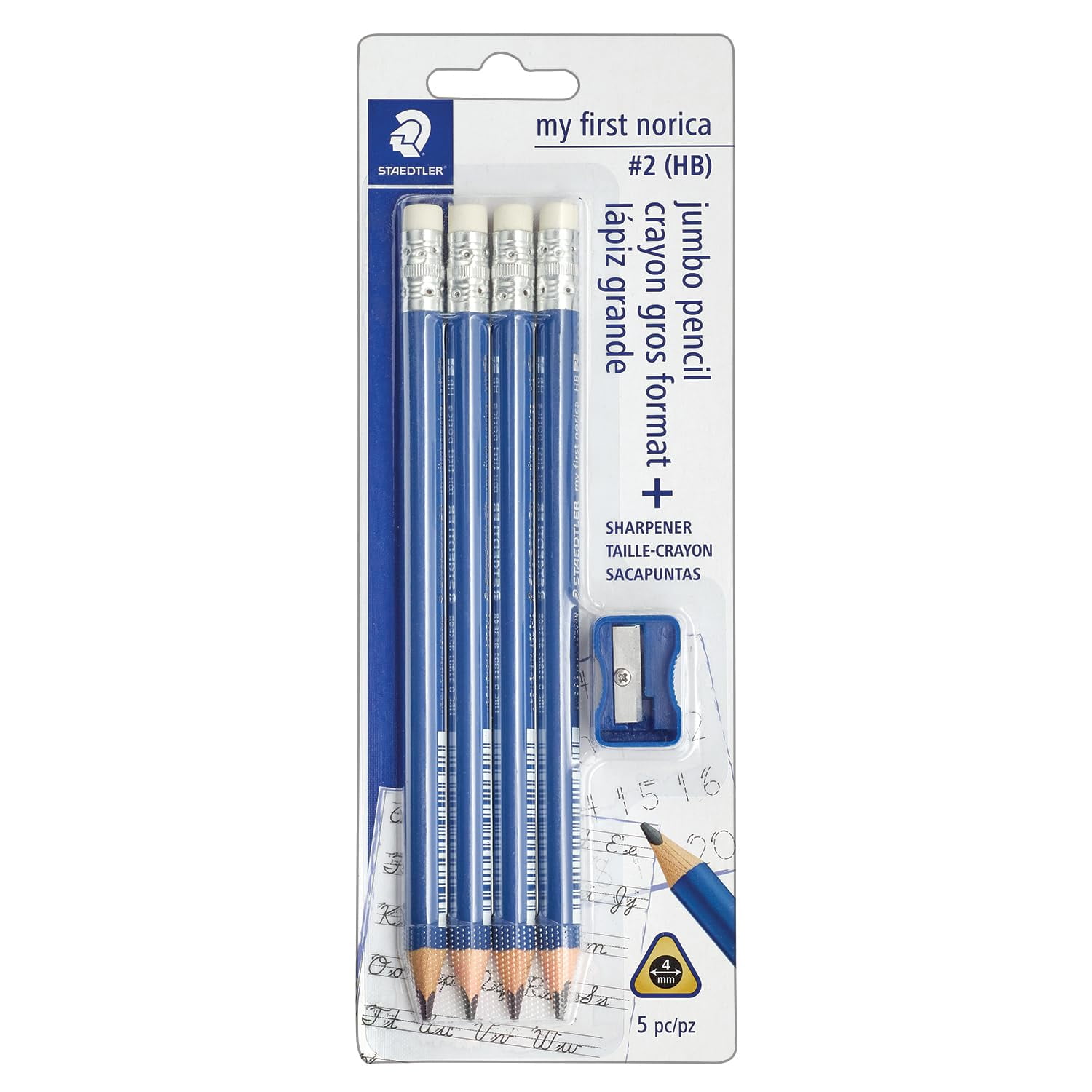 STAEDTLER My First Norica Triangular Learner's Pencil + Sharpener, #2 HB, 12 Count, Easy-Grip 3 ...