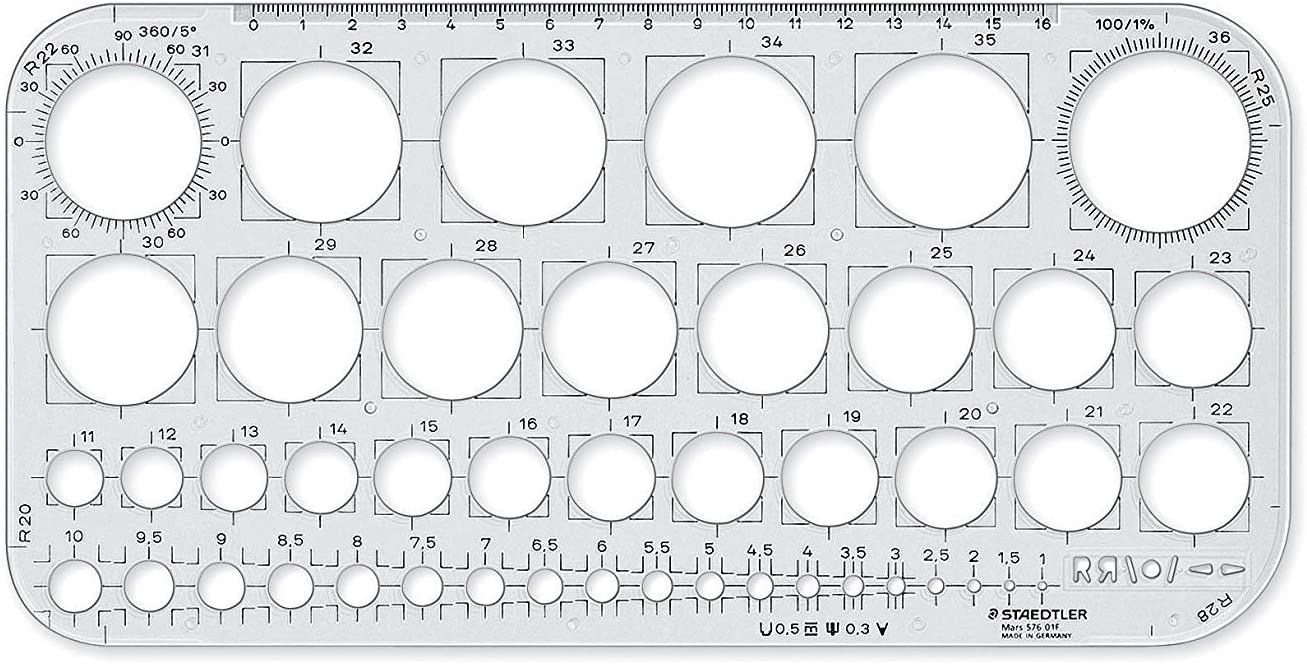 STAEDTLER Mars 576 01 F Circle Template Transparent - Walmart.com