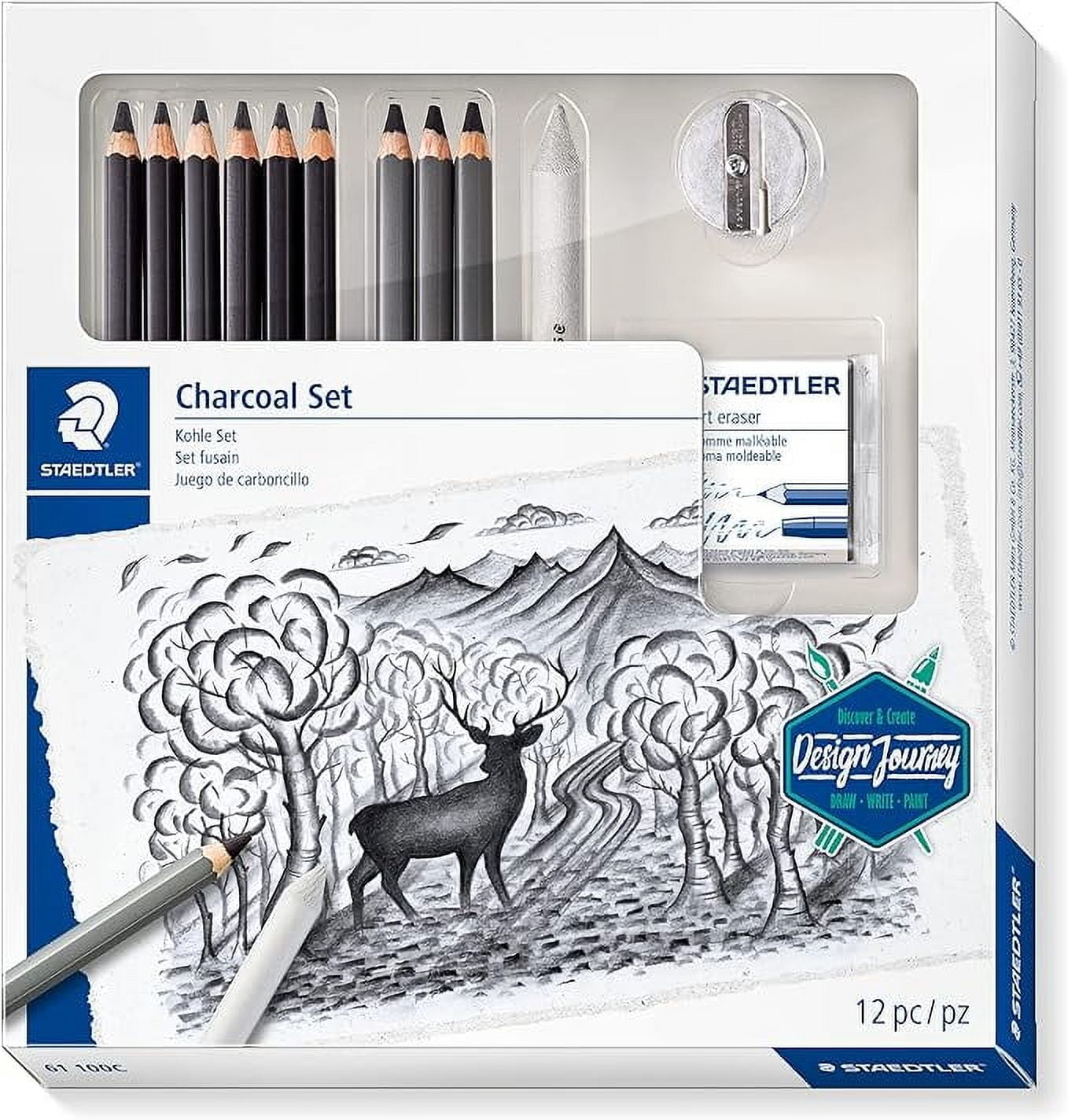 STAEDTLER Mars Lumograph Art Set | Drawing Kit with Charcoal and Graphite Drawing Pencils ...