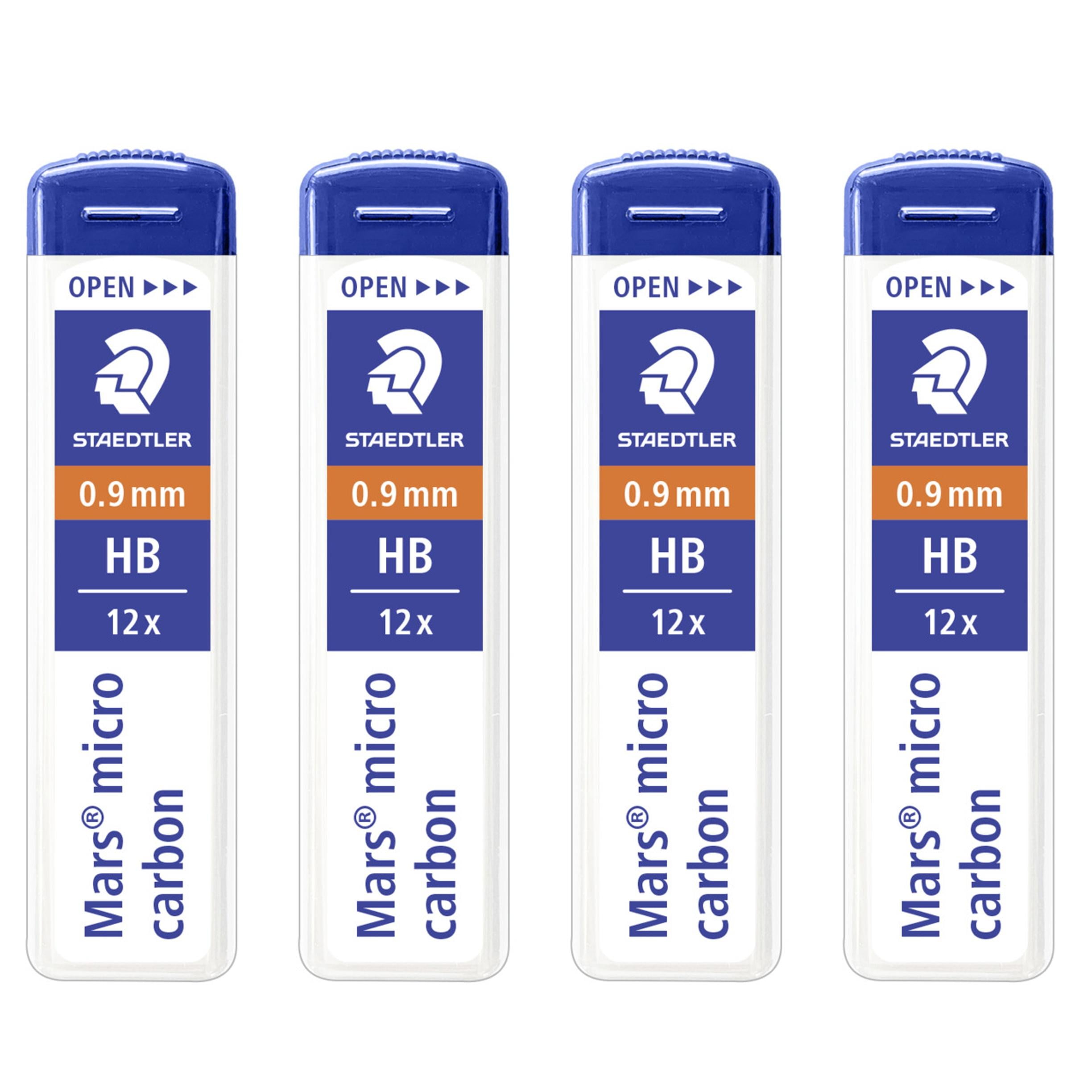 STAEDTLER Mars Micro Carbon 250 0.9mm HB - Pencil Lead Refills - 4 Tubes - 48 Leads - Walmart.com