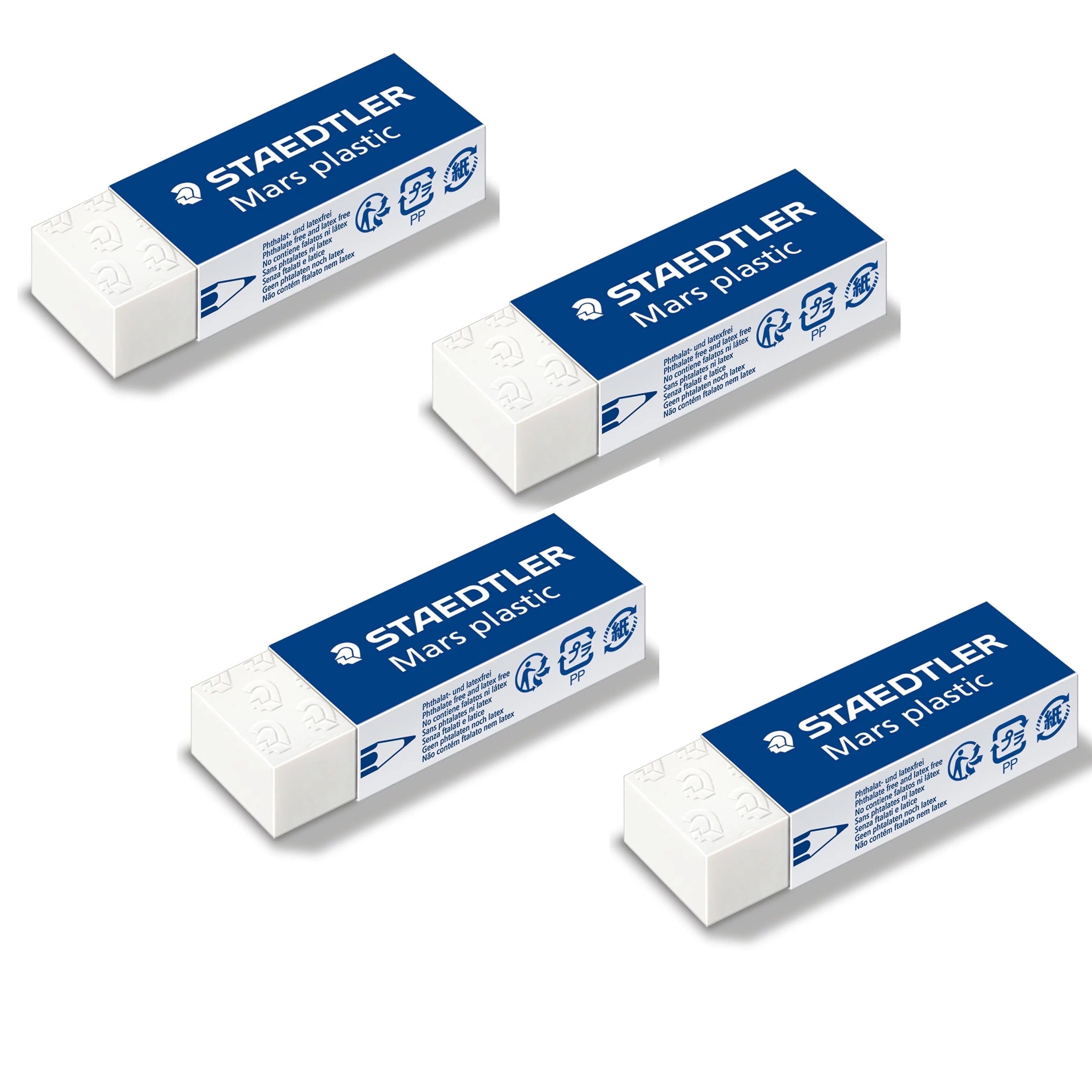 STAEDTLER Mars Plastic 526 Eraser - Pack of 4 - White - 52650BK4DA ...