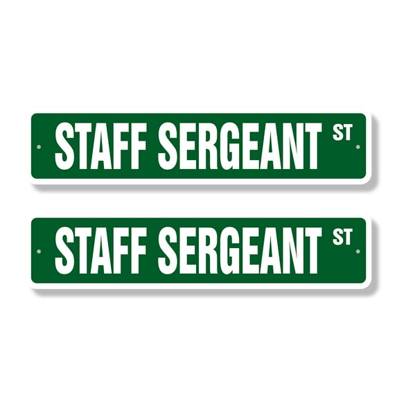 STAFF SERGEANT Classic Street Sign (2 Pack) US Army Marines SSG military Road Sign | 4" X 18 ...