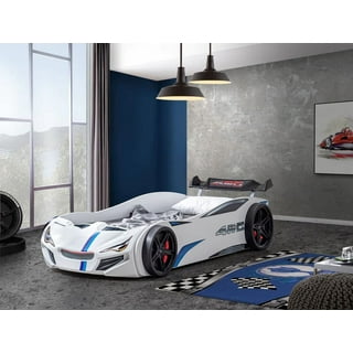 GTX Twin Race Car Bed with LED Lights & Sound FX, Kids Racing Bedroom ...