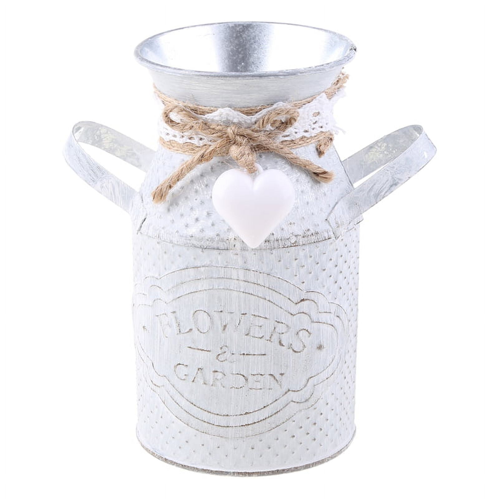 STAGA Rustic Cylindrical Flower Pots Watering Milk Jug Vase with Double ...