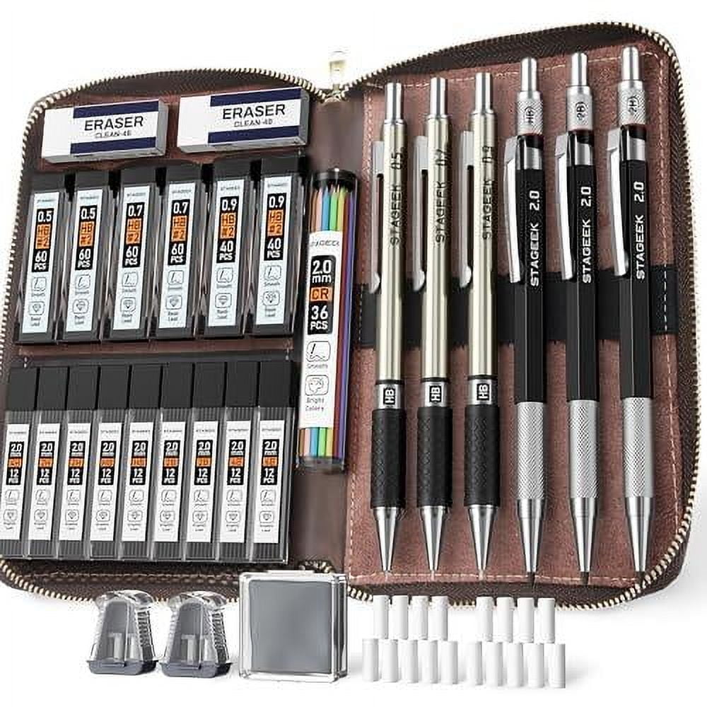 STAGEEK 37PCS Art Mechanical Pencil Set, Drafting Pencil 5 Sizes- 0.3 ...