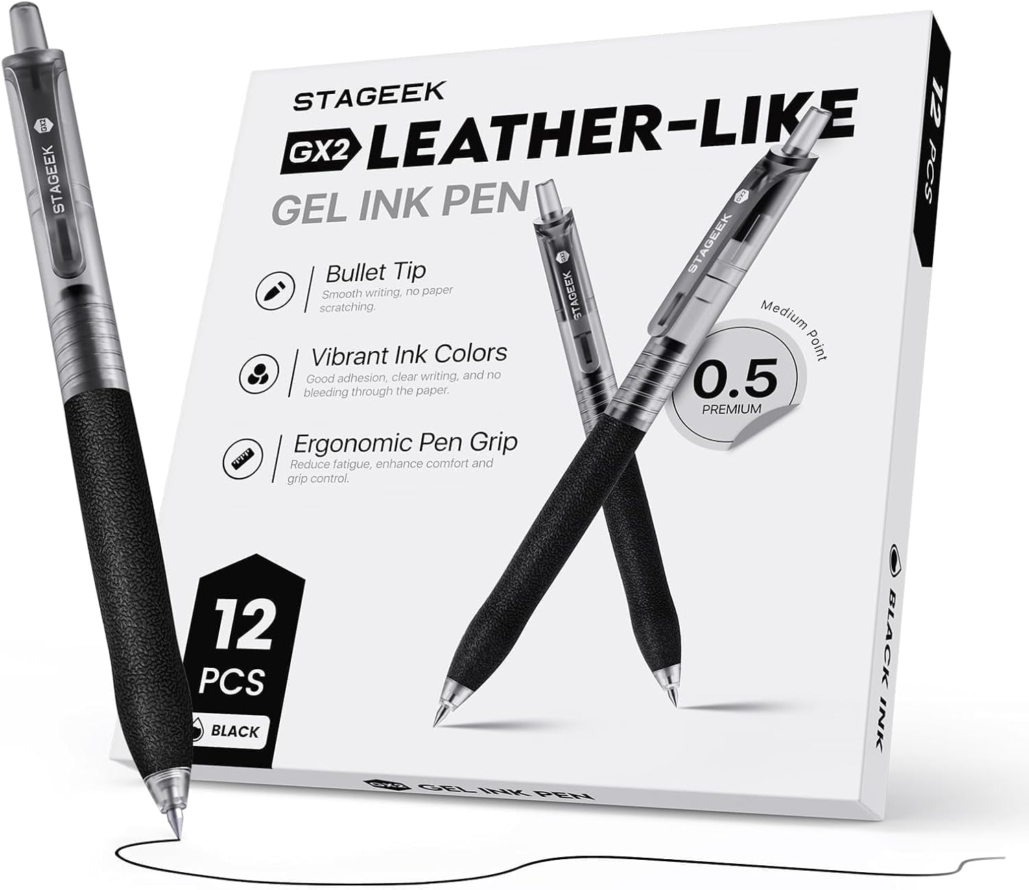 STAGEEK 0.5mm G2 Retractable Gel Ink Pens, 12 Pack Fine Point,Business ...