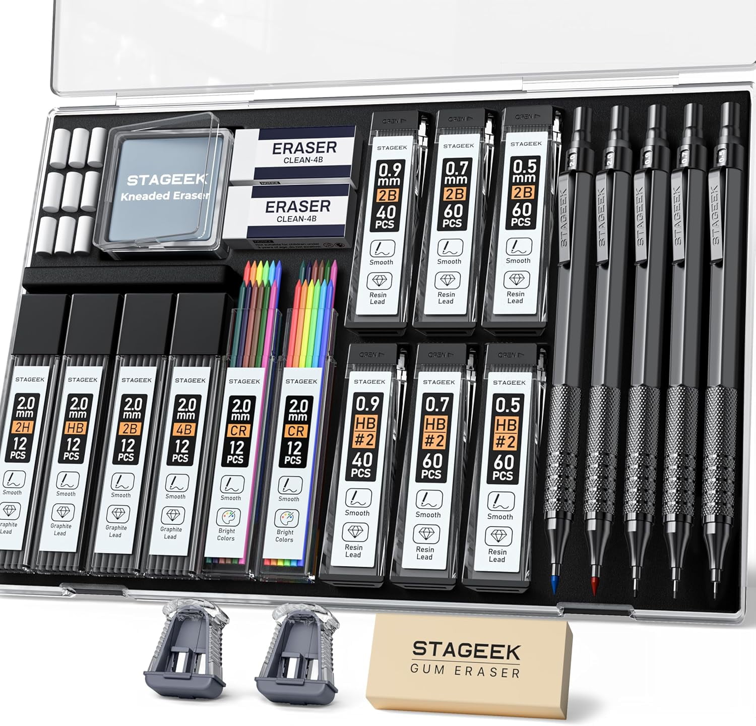 STAGEEK 25PCS Art Mechanical Pencil Set, 3PCS Metal lead pencil 0.5, 0. ...