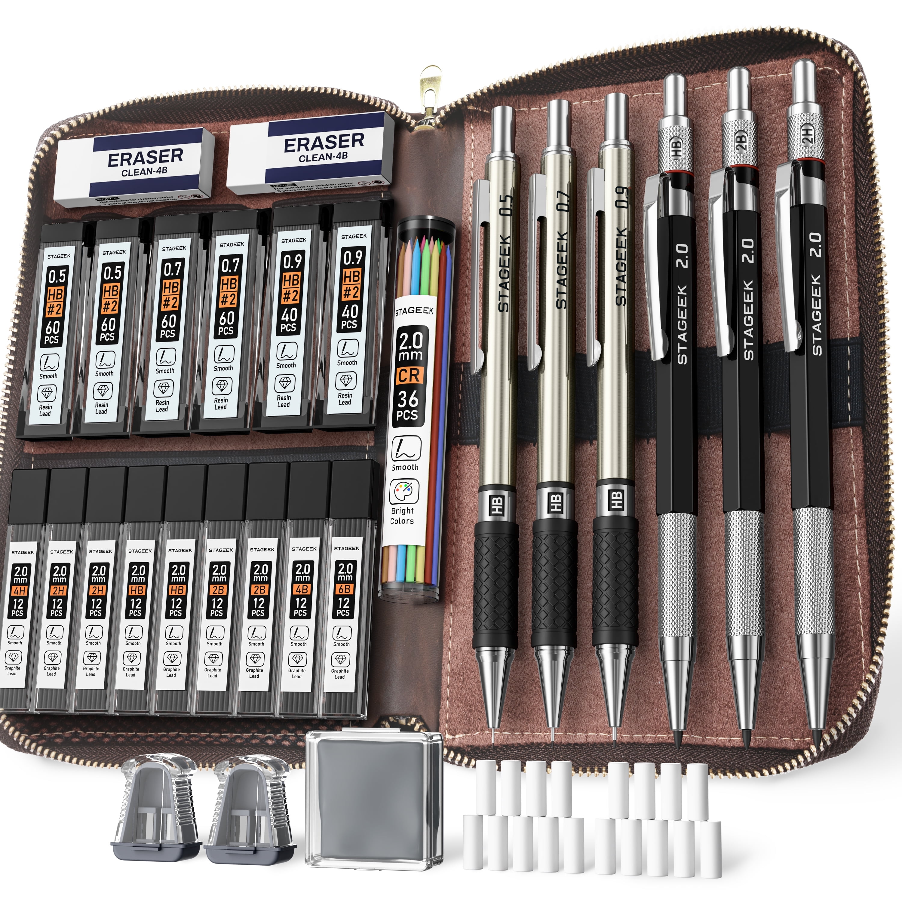 STAGEEKC 30PCS Mechanical Pencil Set with Leather Bag - Walmart.com