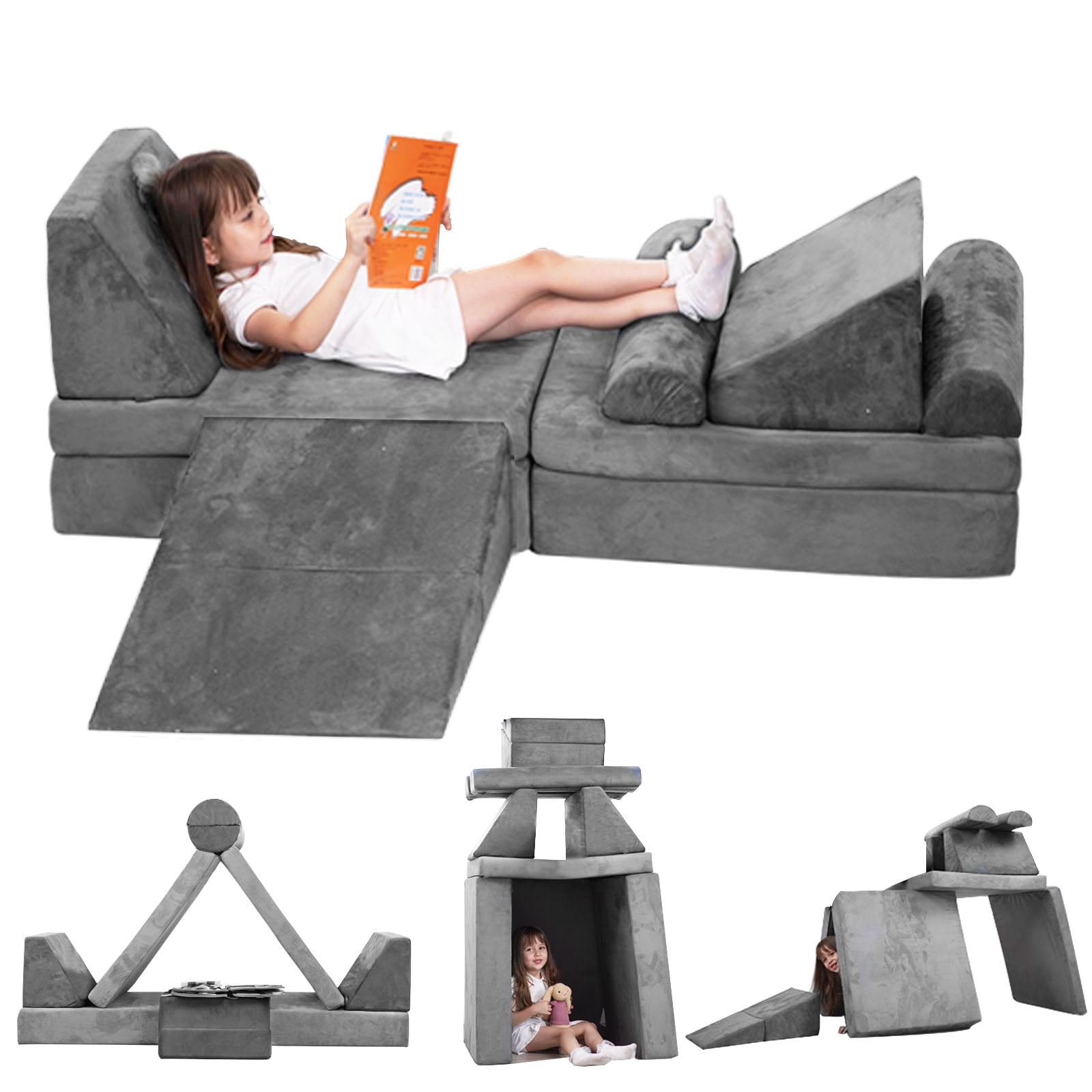 STAHMFOVER 9PCS Play Couch Sofa for Kids Convertible Creative Toddler ...
