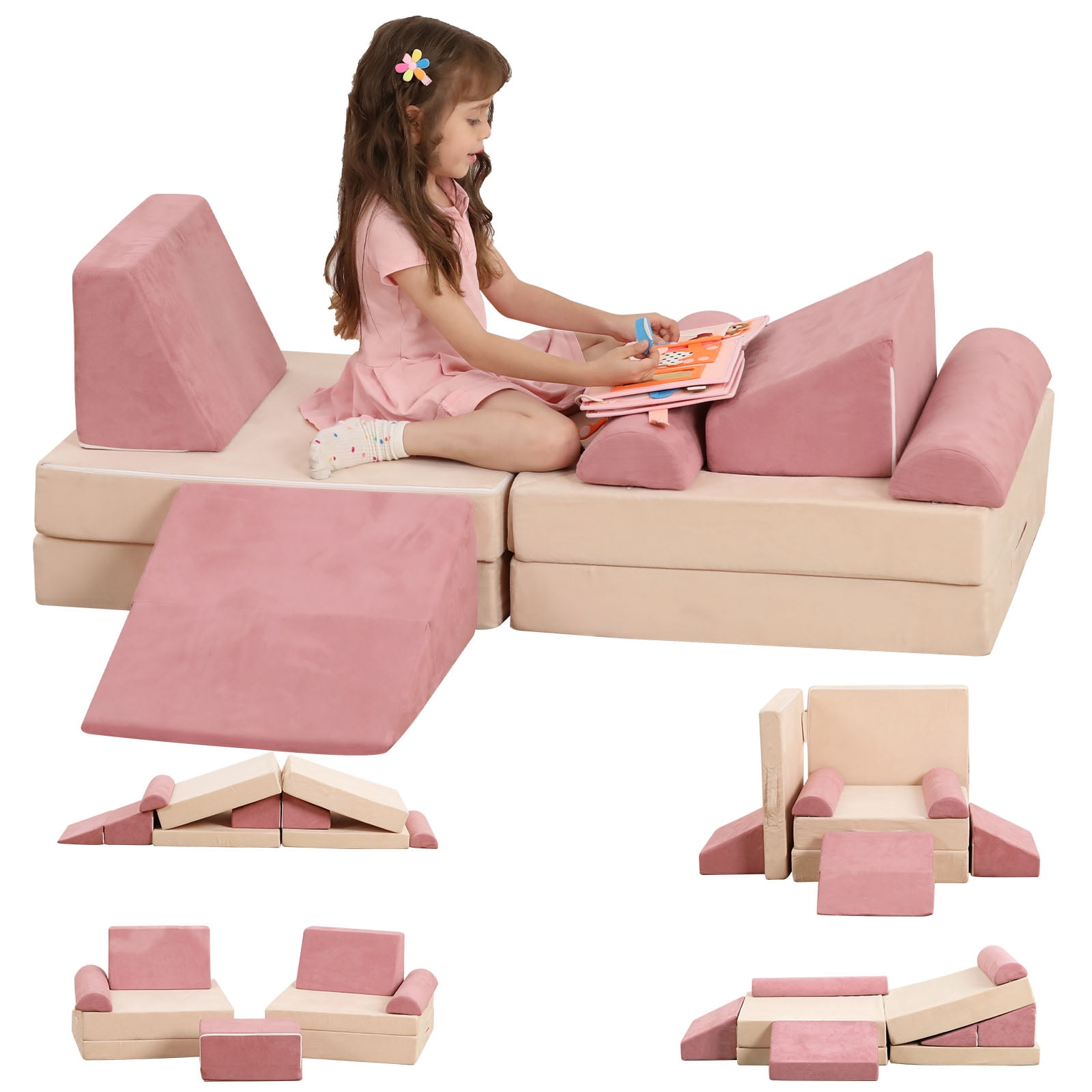STAHMFOVER 9PCS Play Couch Sofa for Kids Convertible Creative Toddler ...