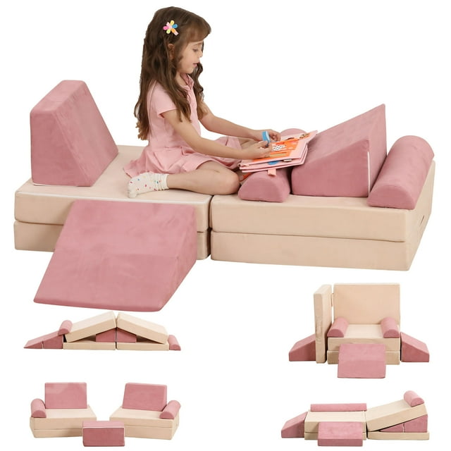 STAHMFOVER 9PCS Play Couch Sofa for Kids Convertible Creative Toddler ...