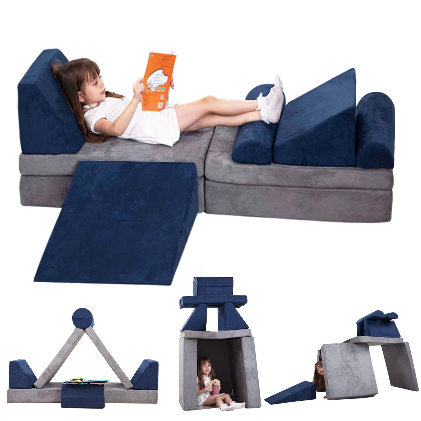 STAHMFOVER 9PCS Play Couch Sofa for Kids Convertible Creative Toddler ...