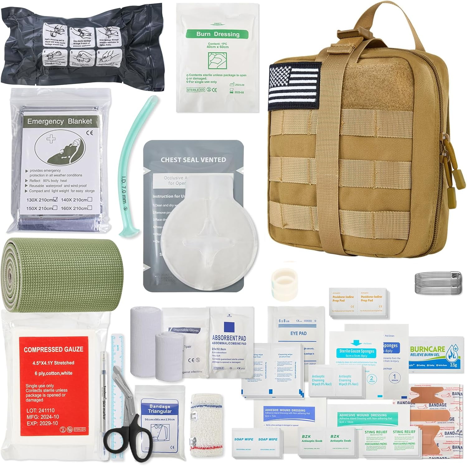 STAMEN IFAK Trauma Kit - Include 36" Splint, Emergency Bandage, Gauze - Tactical First Aid Kit ...
